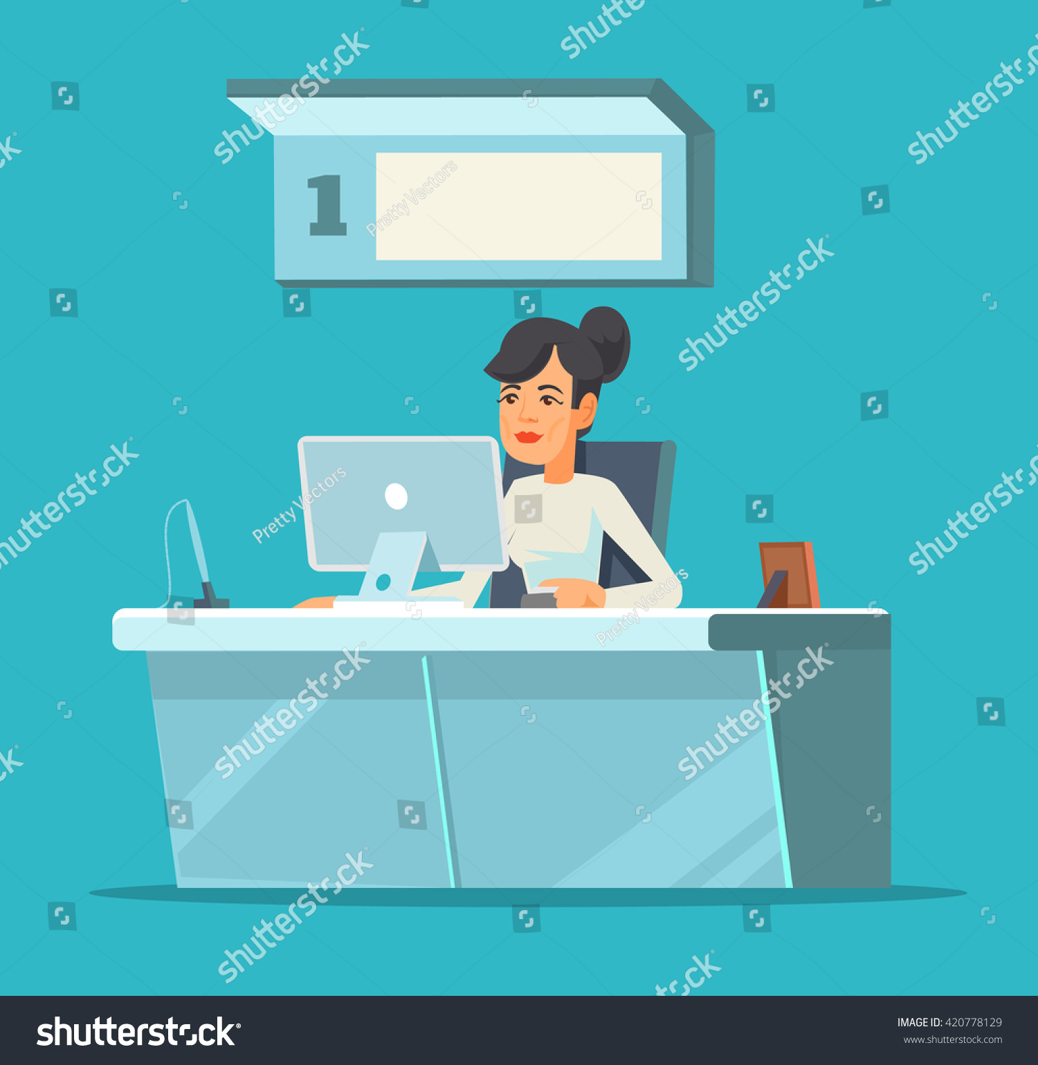Receptionist Vector Flat Cartoon Illustration Stock Vector (Royalty ...