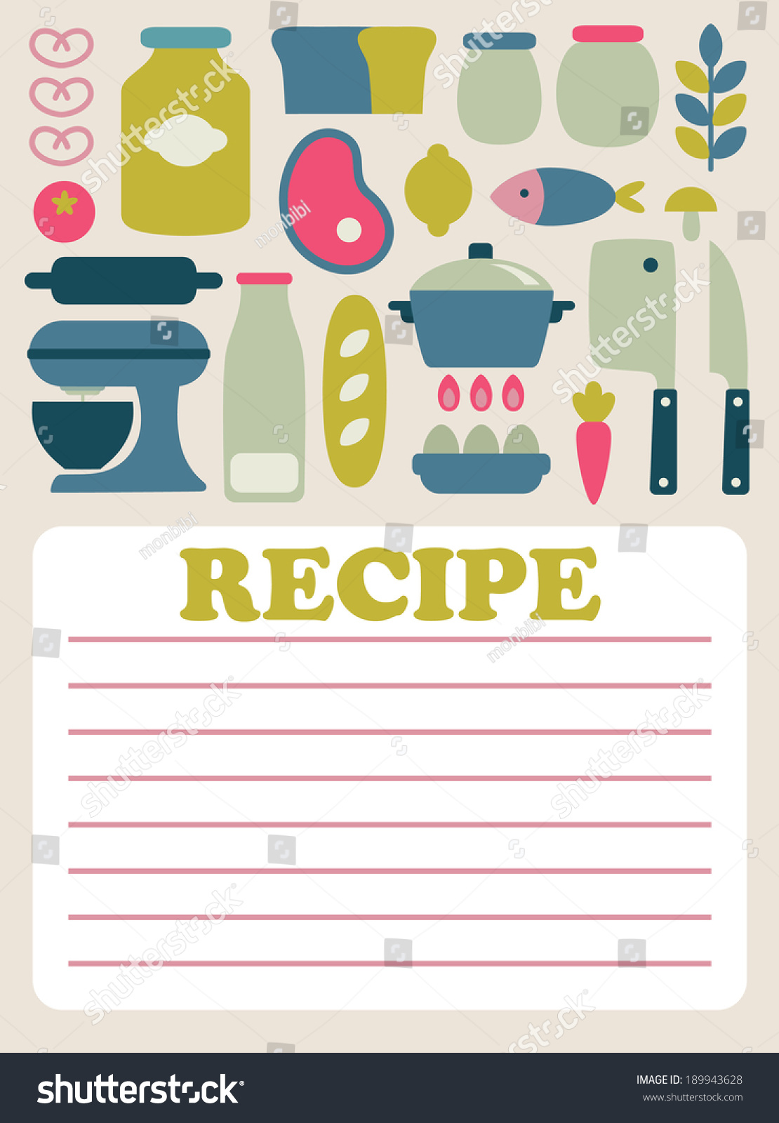 Recipe Card Design Vector Illustration: vector de stock (libre de ...