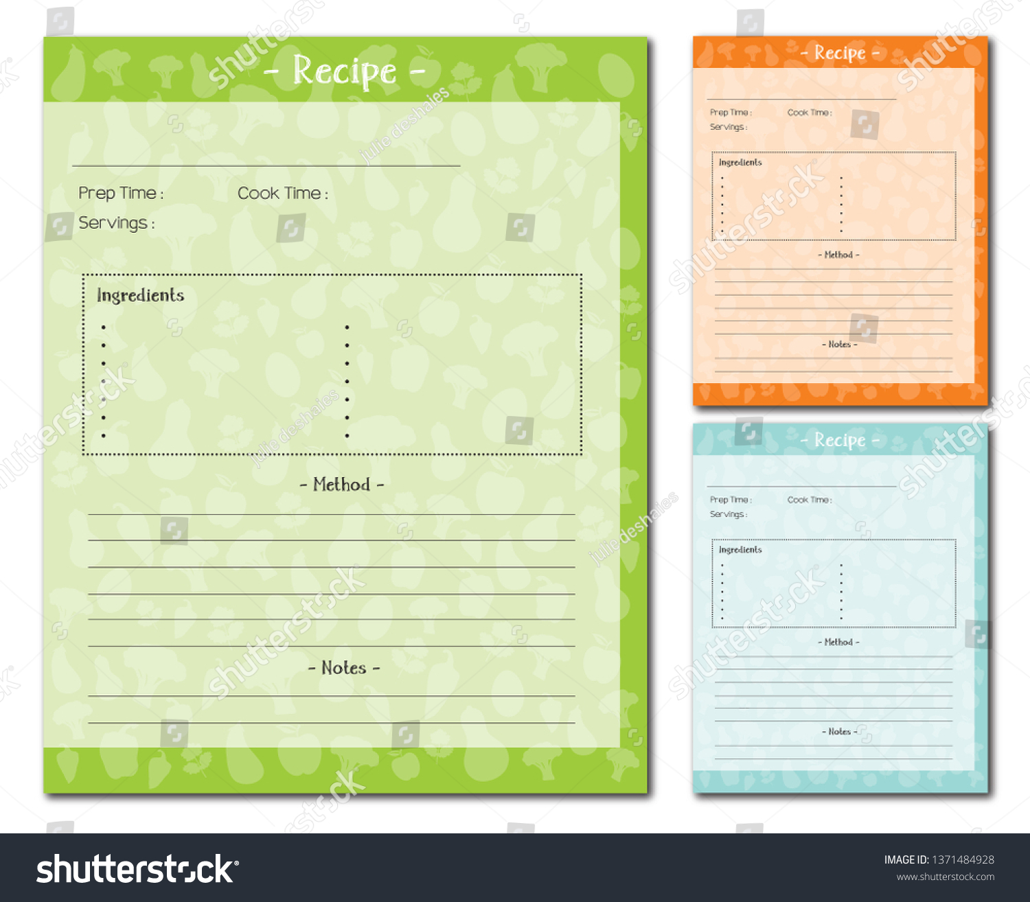 Recipe Card Template Food Background Vector: เวกเตอร์สต็อก (ปลอดค่า ...