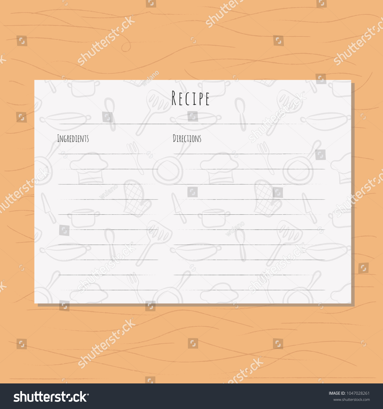 Recipe Card Kitchen Tools Pattern Stock Vector (Royalty Free ...