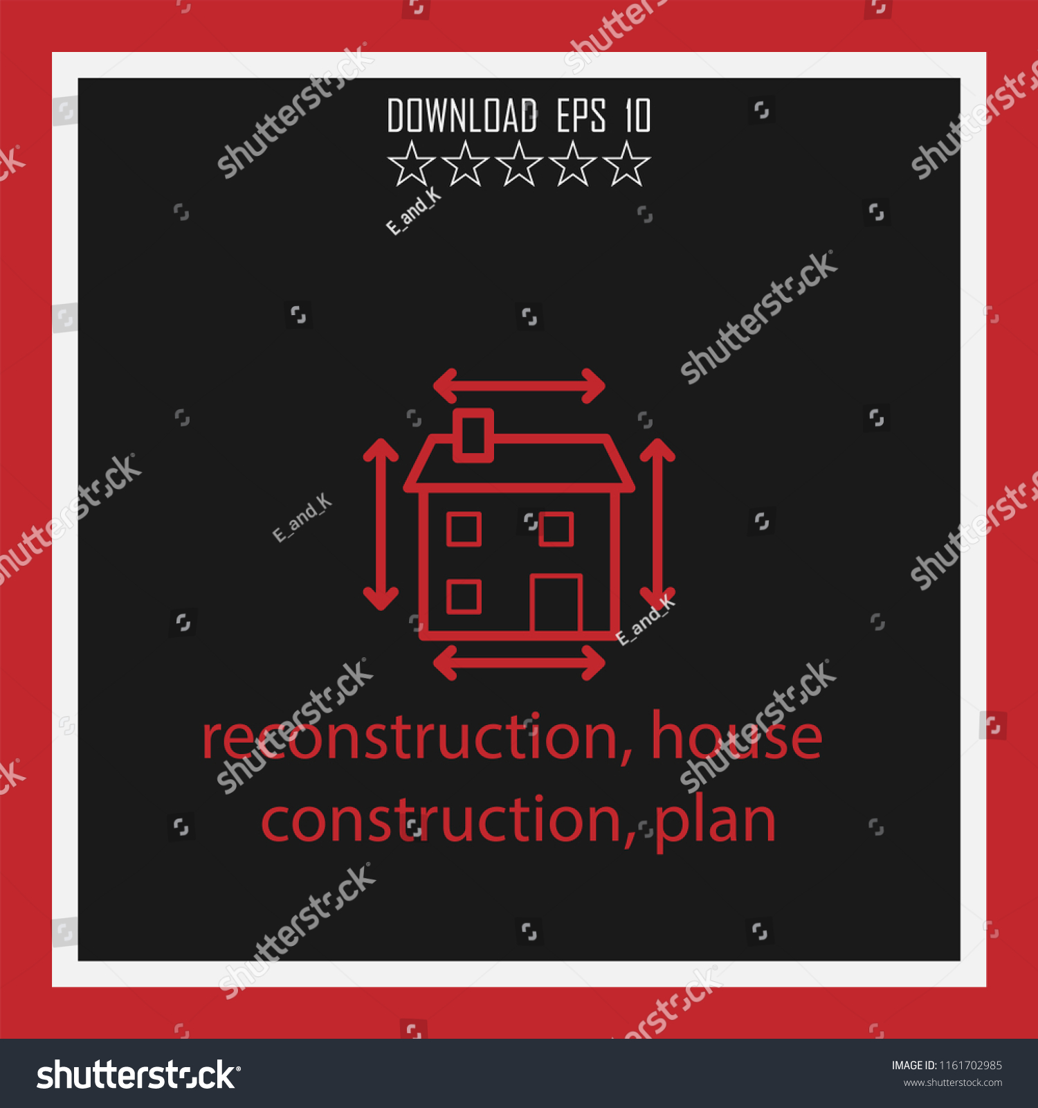 Reconstruction House Construction Plan Vector Icon: vector de stock ...