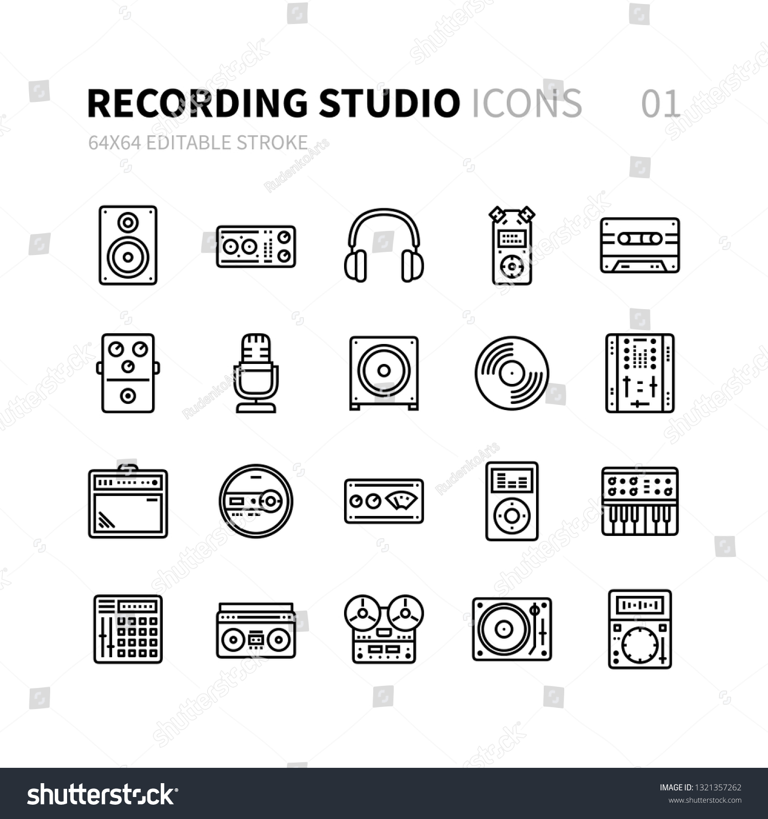 Recording Studio Icons 01 Stock Vector (Royalty Free) 1321357262 ...