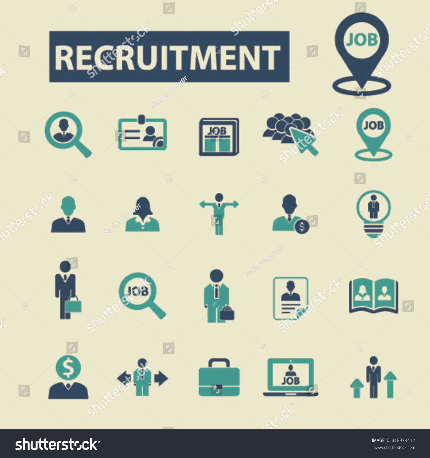 Recruitment Icons Stock Vector 418974412 - Shutterstock