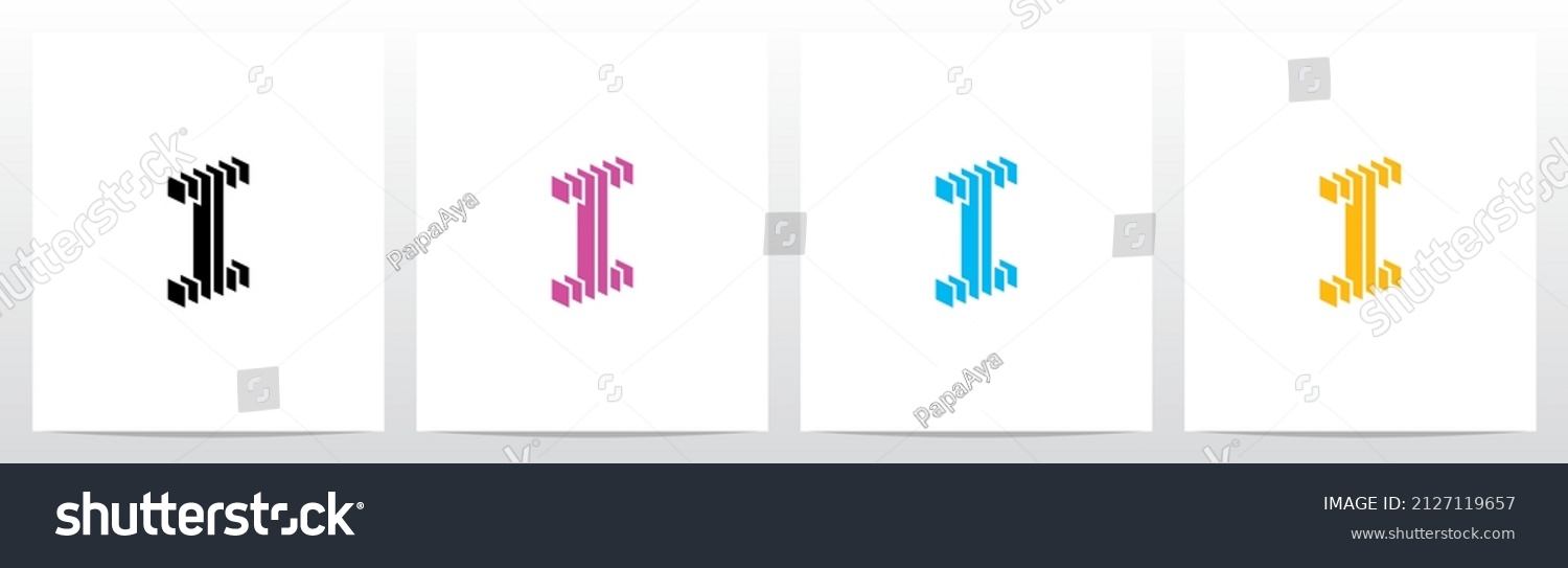 Rectangle Vertical Layer Letter Logo Design Stock Vector (Royalty Free ...