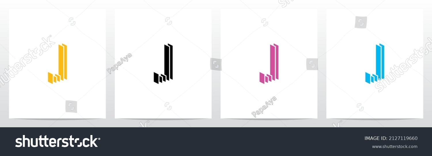 Rectangle Vertical Layer Letter Logo Design Stock Vector (Royalty Free ...