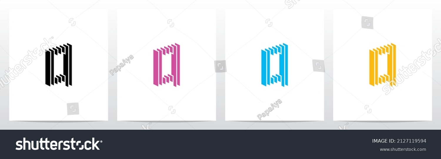 Rectangle Vertical Layer Letter Logo Design Stock Vector (Royalty Free ...