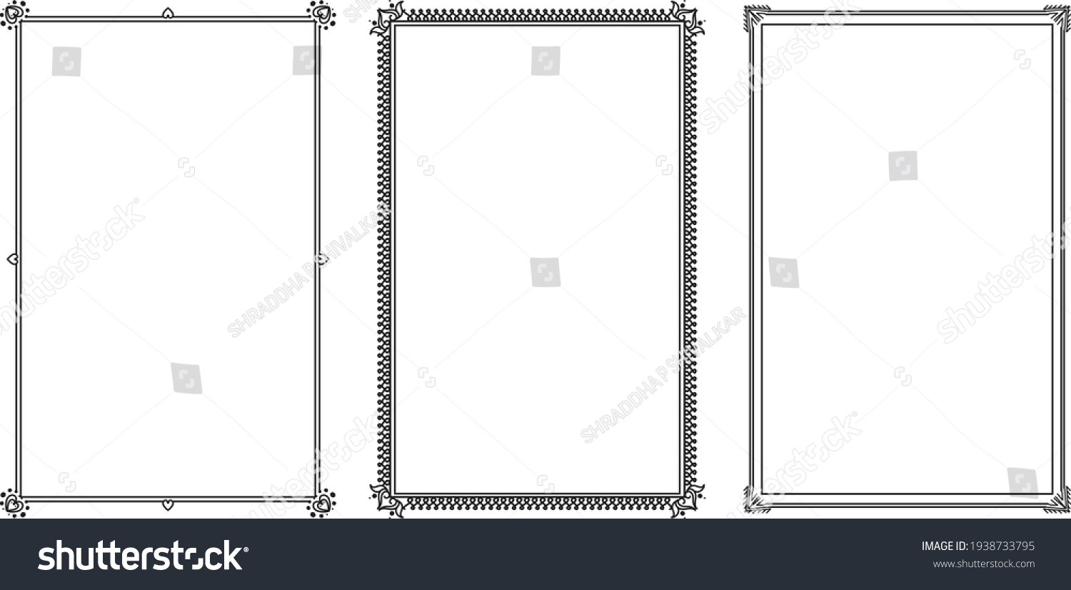 Rectangular Artistic Borders Design Set Stock Vector (Royalty Free ...