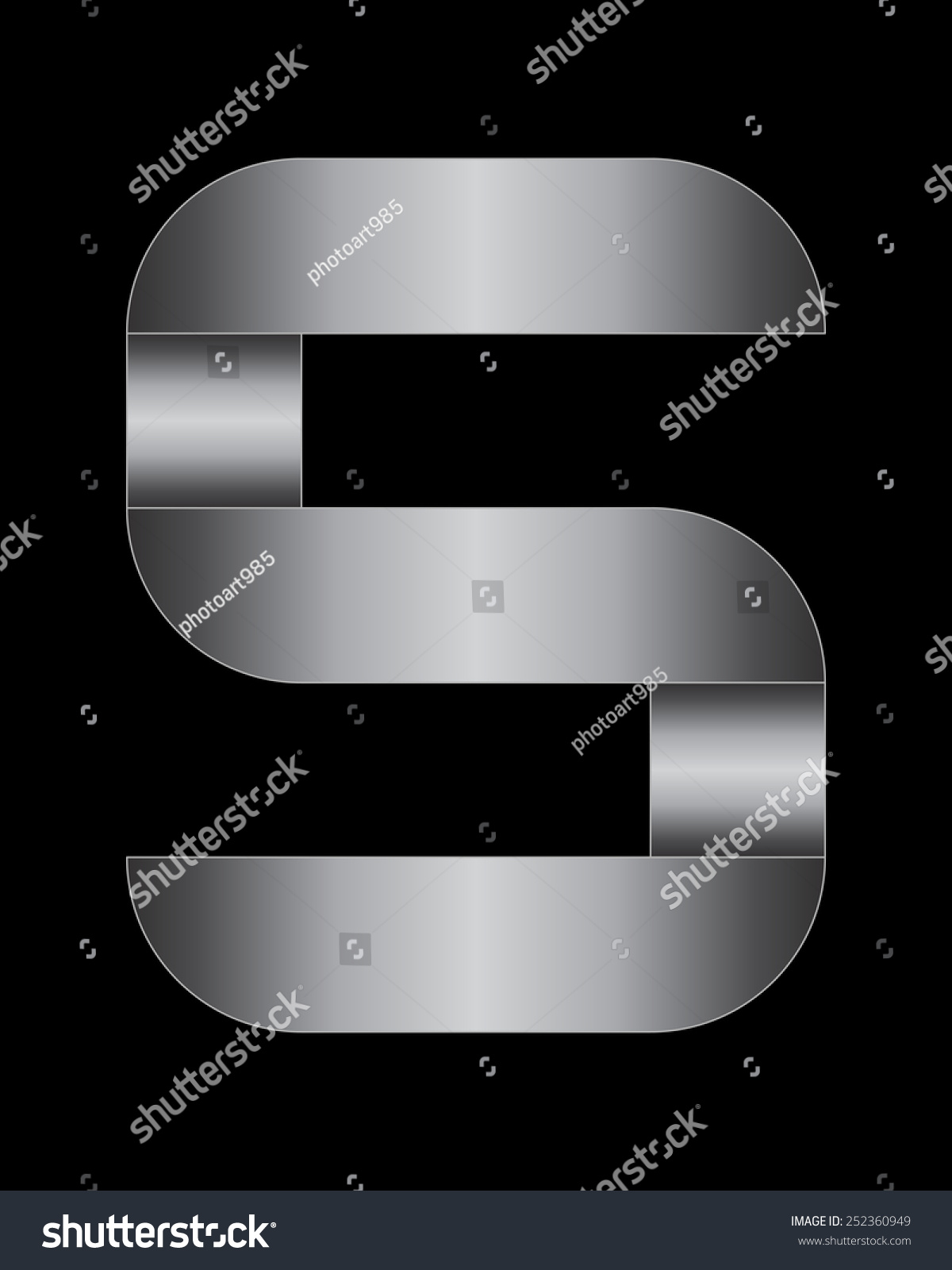 Rectangular Bent Metal Font Letter S: เวกเตอร์สต็อก (ปลอดค่าลิขสิทธิ์ ...