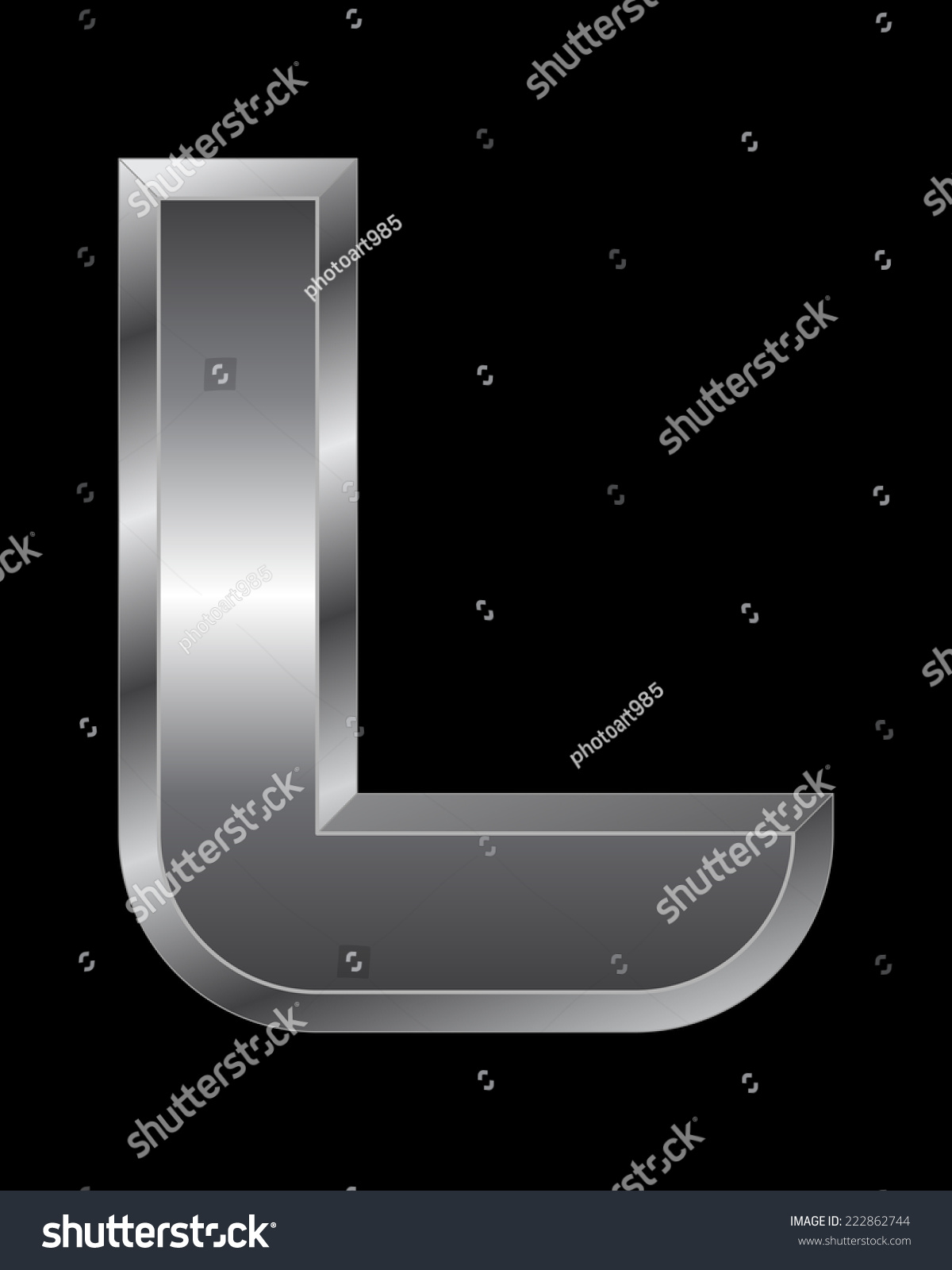 Rectangular Beveled Metal Font Letter L: vector de stock (libre de ...