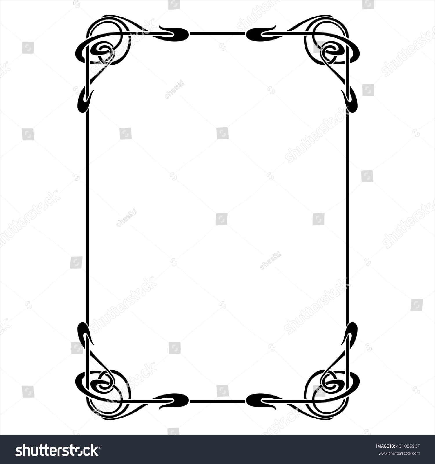 Rectangular Decorative Frame Art Nouveau Ornament Stock Vector (Royalty ...