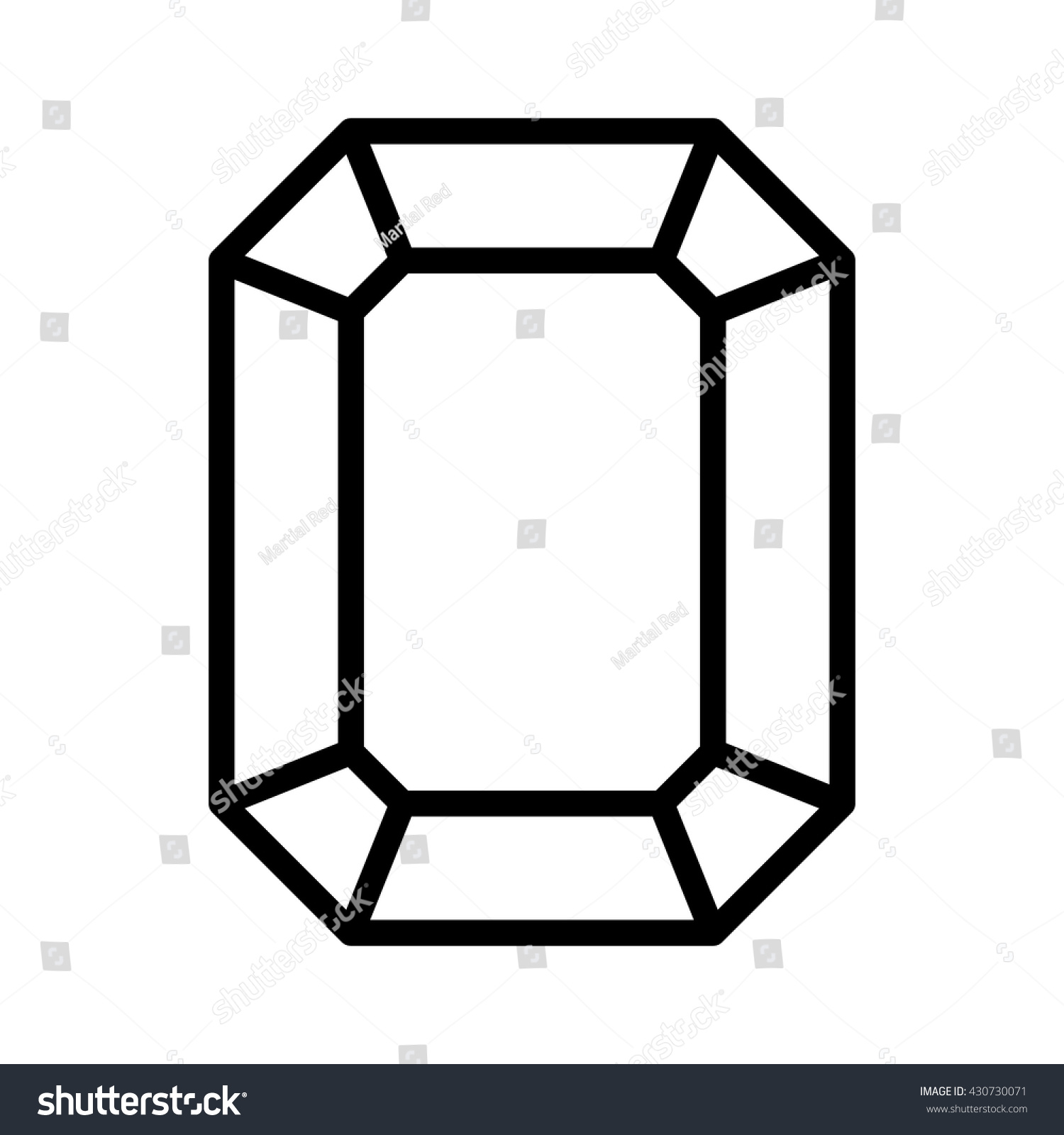 Rectangular Emerald Gem Line Art Vector Stock Vector (Royalty Free ...