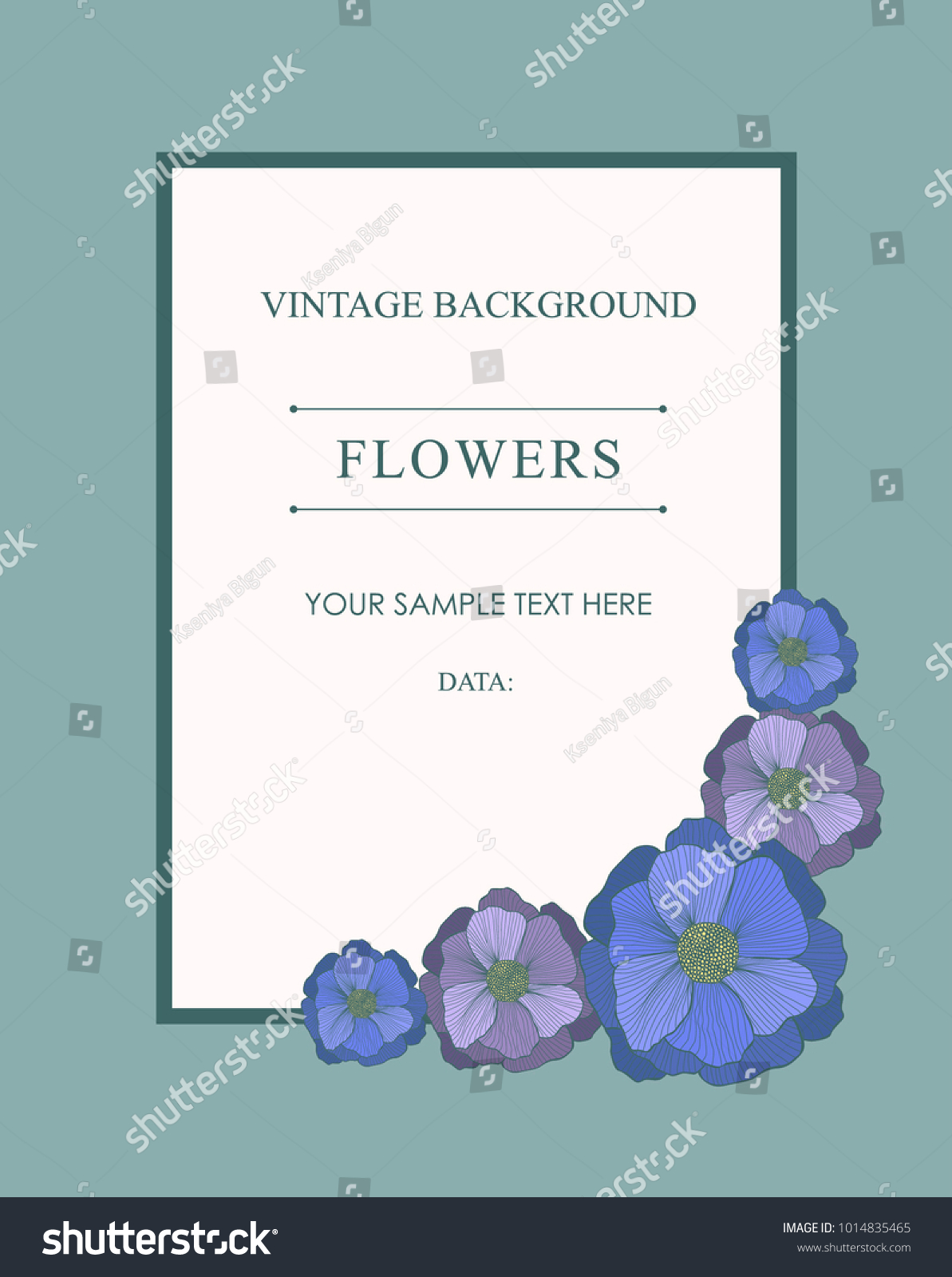 Rectangular Floral Border Frame Template Decorated Stock Vector ...