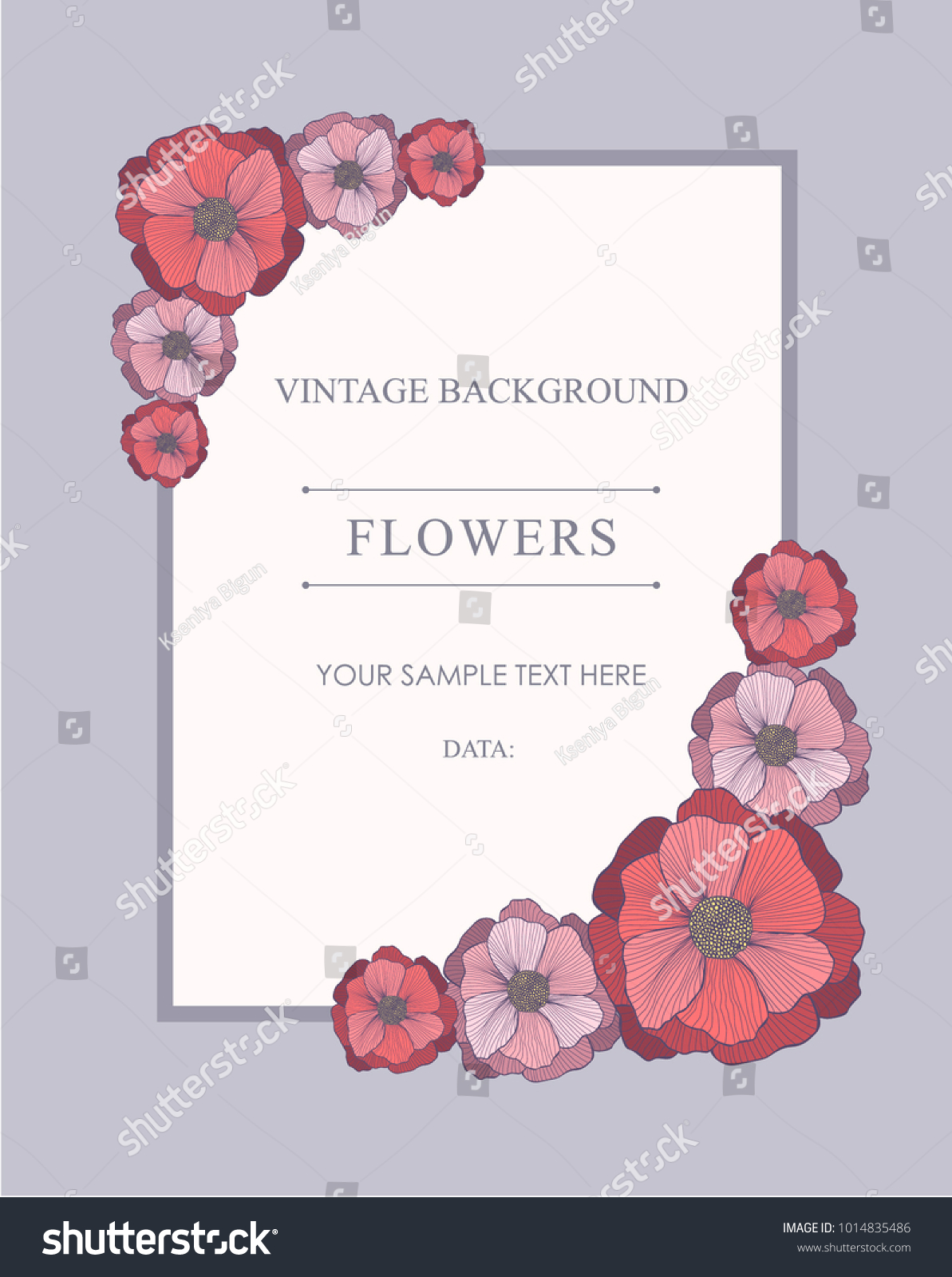 Rectangular Floral Border Frame Template Decorated Stock Vector ...