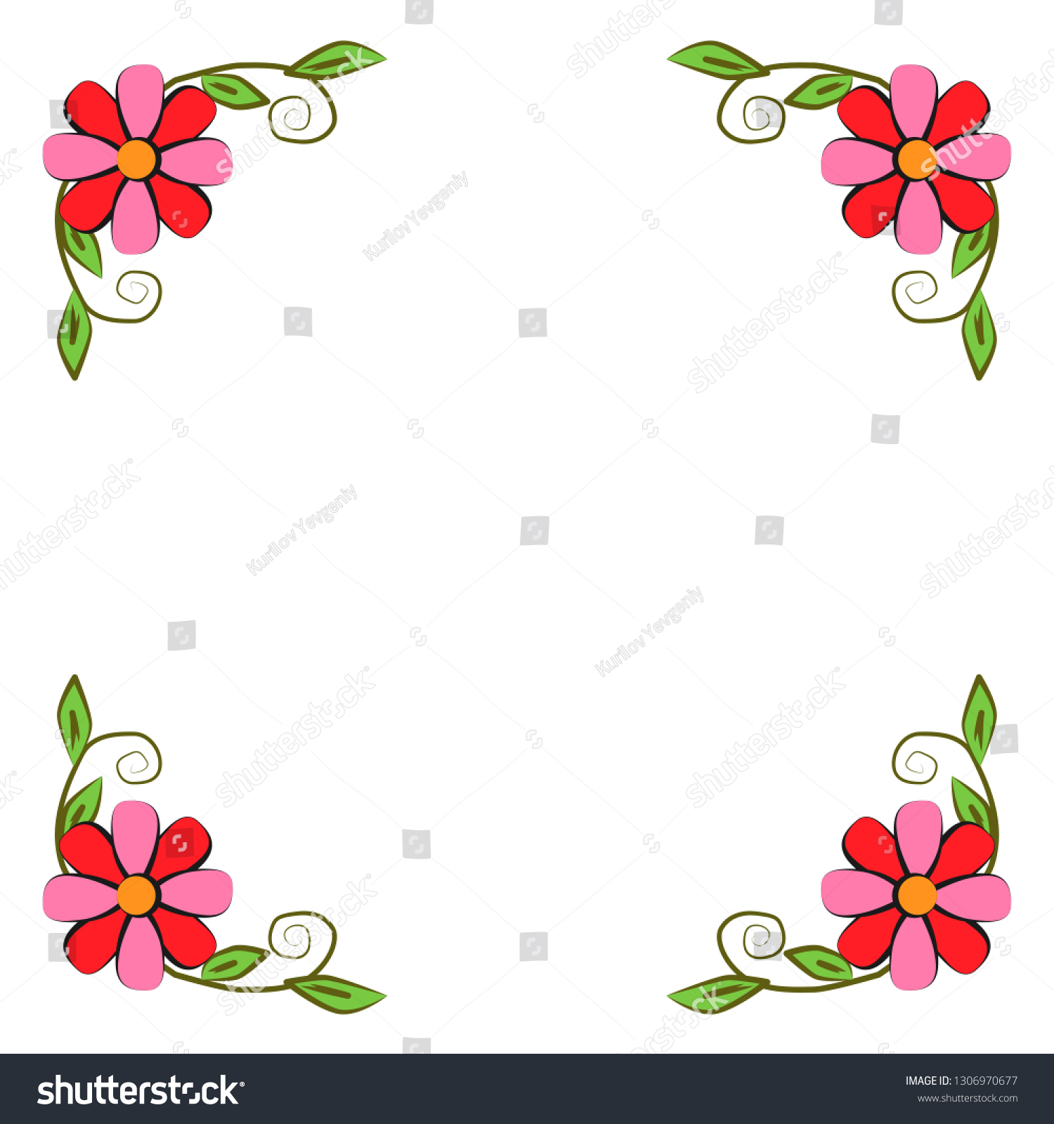 Rectangular Floral Border Frame Template Decorative: vetor stock (livre ...