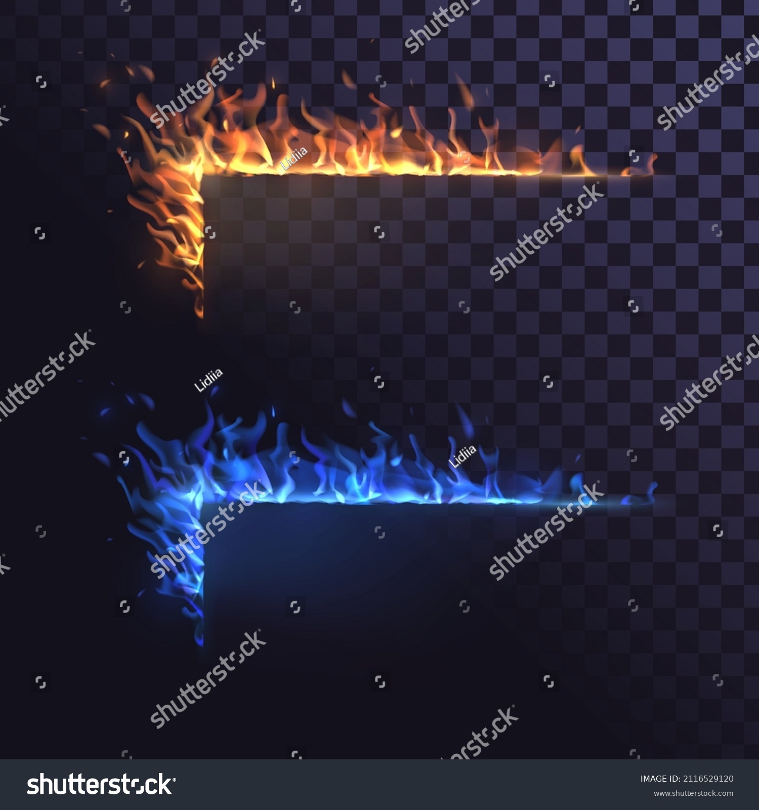 Rectangular Frames Yellow Blue Fire On Stock Vector (Royalty Free ...