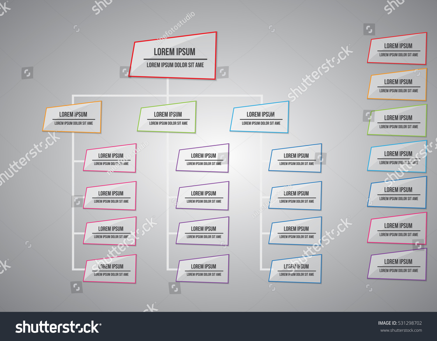 Rectangular Glass Organization Chart Infographics Gray Stock Vector ...