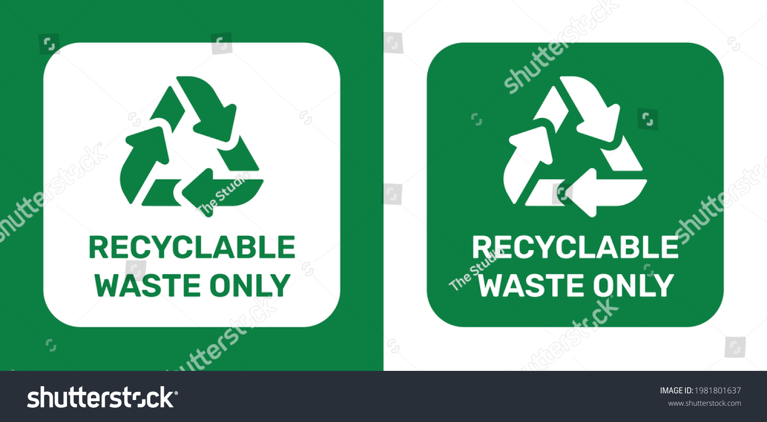 Recyclable Waste Only Sign Icon Vector Stock Vector (Royalty Free ...