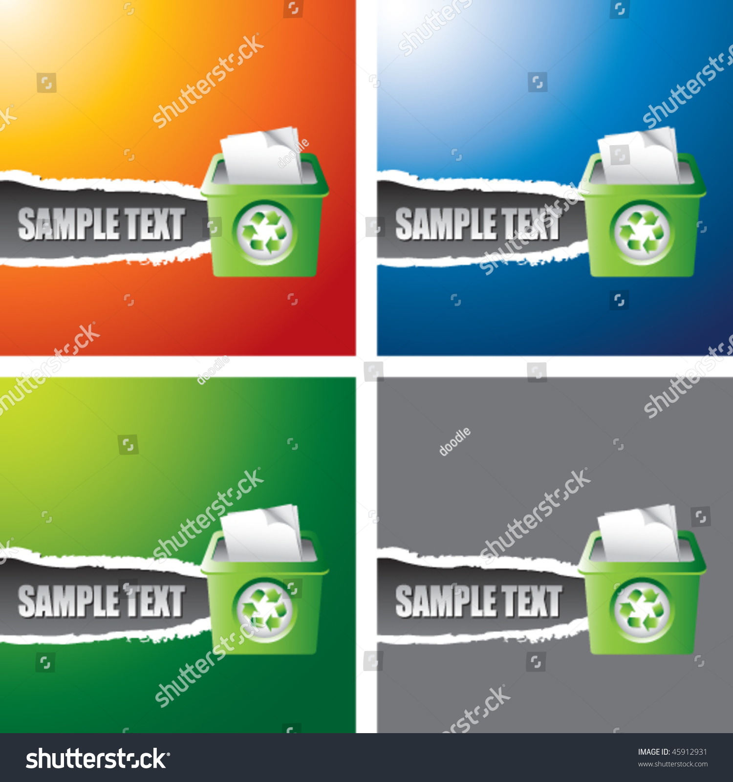 Recycle Bin Colored Ripped Banners Stock Vector (Royalty Free) 45912931 ...