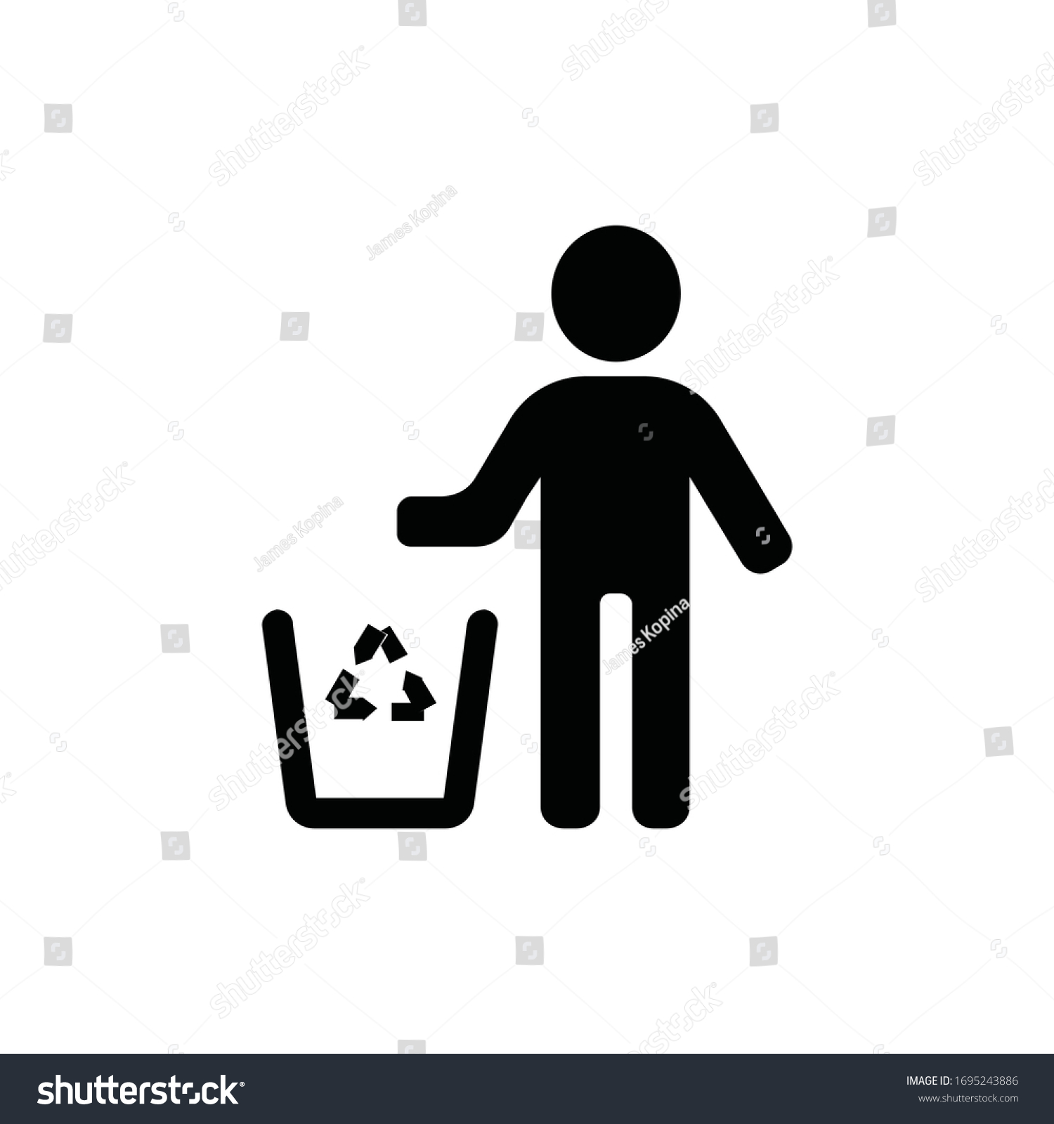 Recycle Icon Man Throwing Trash Into Stock Vector (Royalty Free) 1695243886