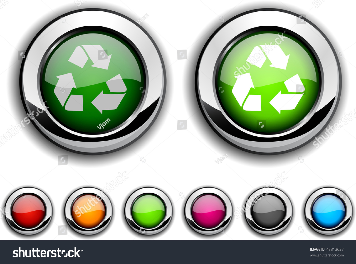 Recycle Realistic Buttons Vector Illustration Stock Vector (Royalty ...