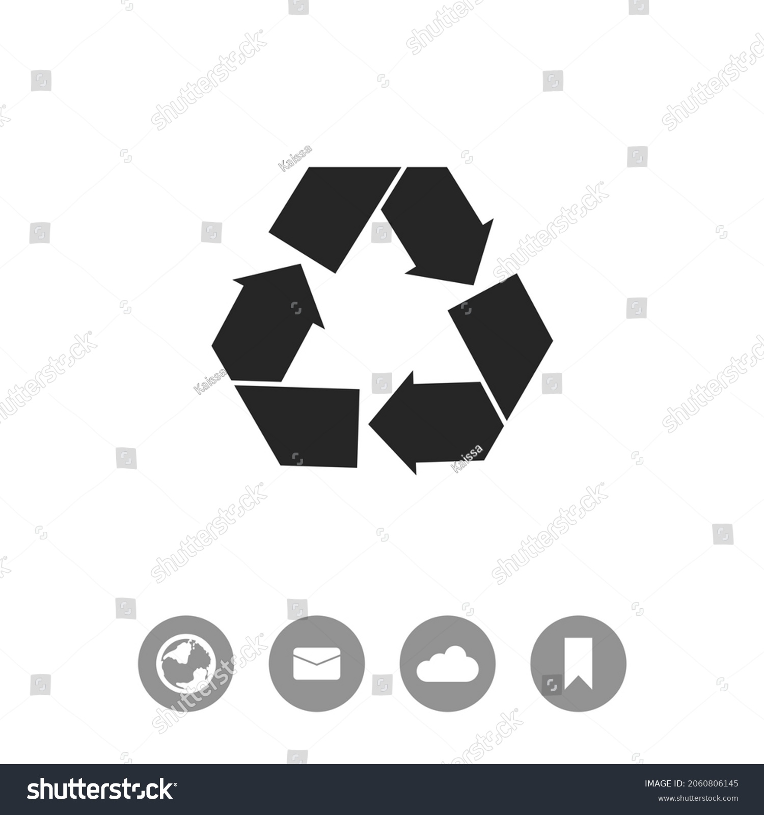 Recycle Sign Vector Black Simple Icon Stock Vector (Royalty Free ...