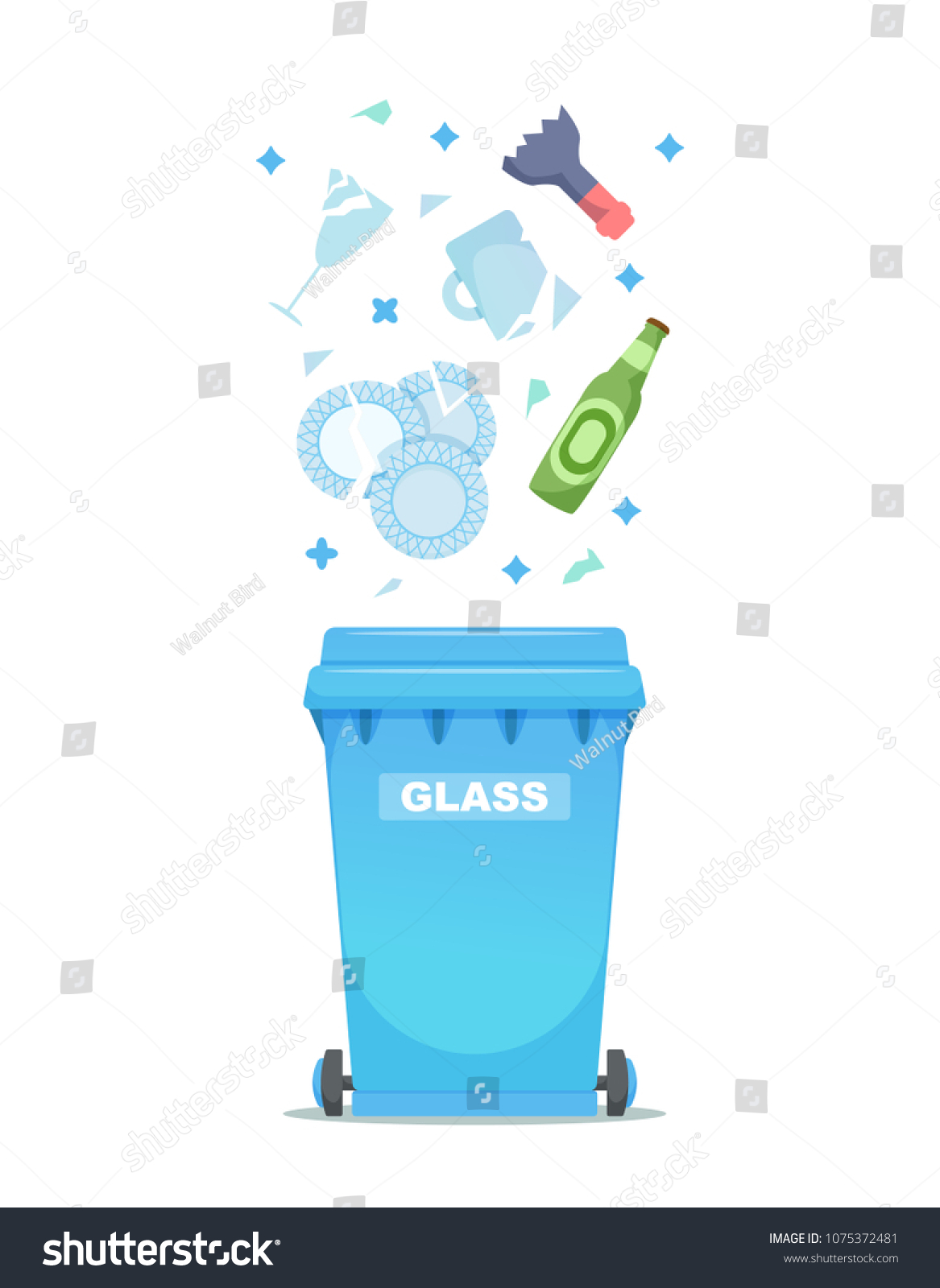 Recycling Garbage Icon Glass Trash Container: เวกเตอร์สต็อก (ปลอดค่า ...