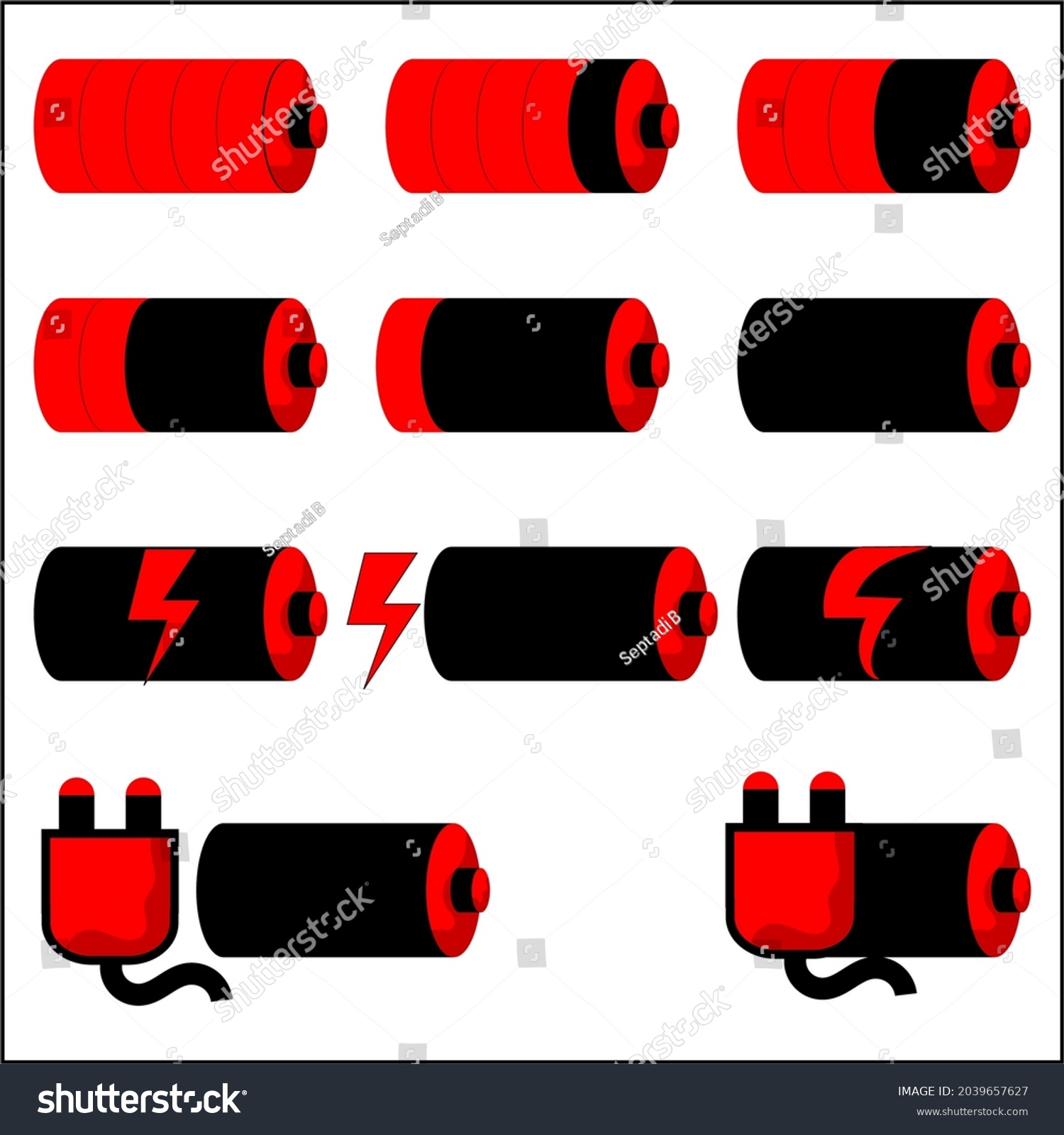 Red Black Battery Level Icon Format Stock Vector (Royalty Free) 2039657627
