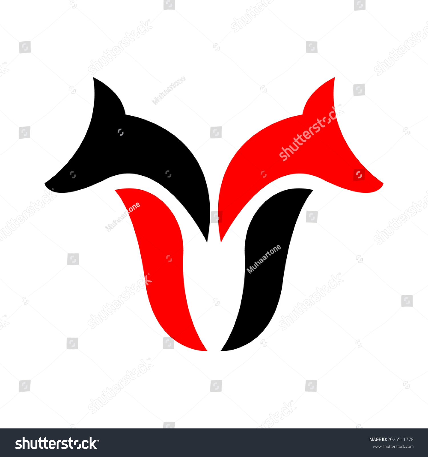 Red Black Simple Two Head Wolf Stock Vector (Royalty Free) 2025511778 ...