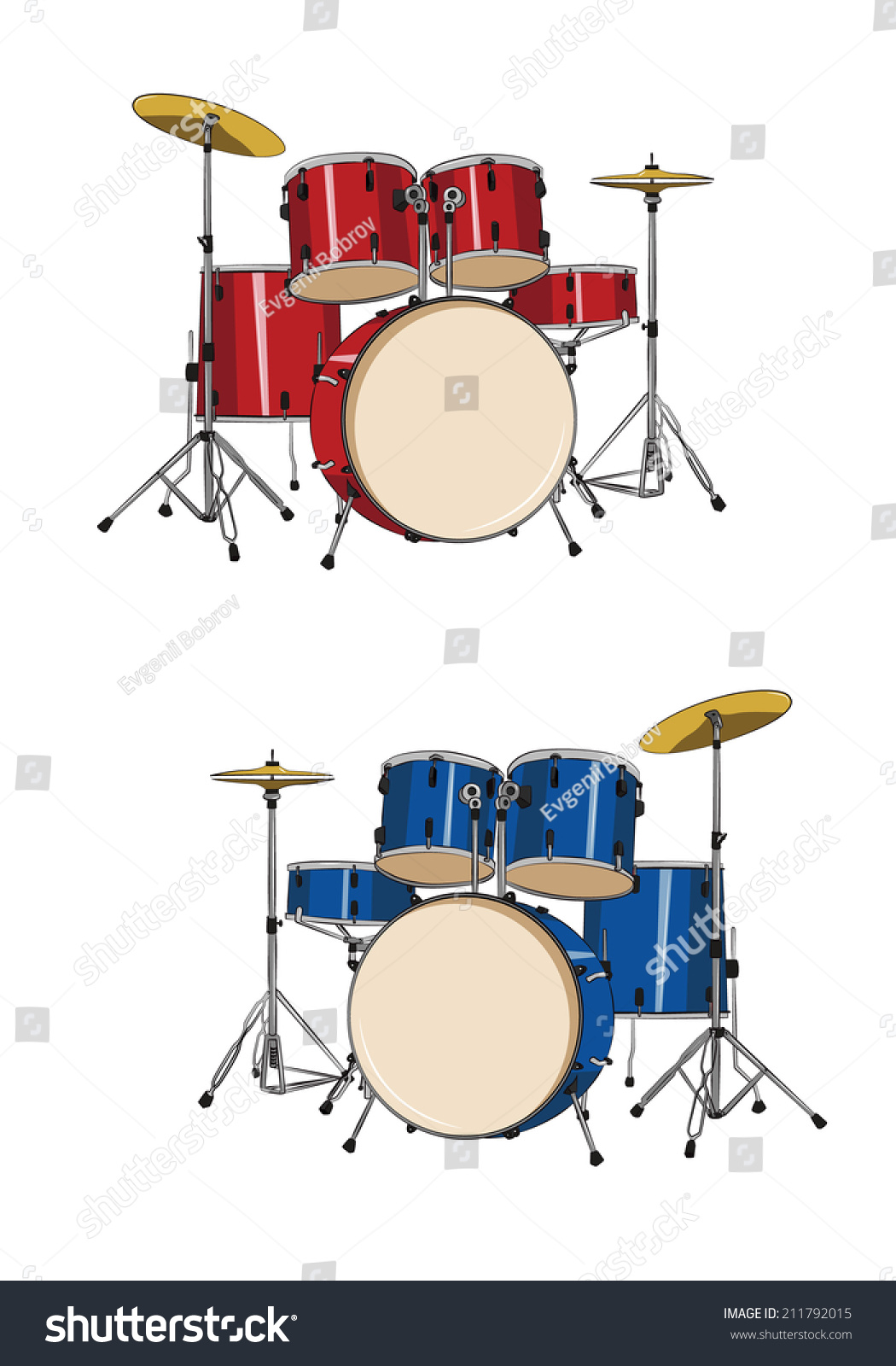 Red Blue Drums Set Isolated Stock Vector (Royalty Free) 211792015 ...