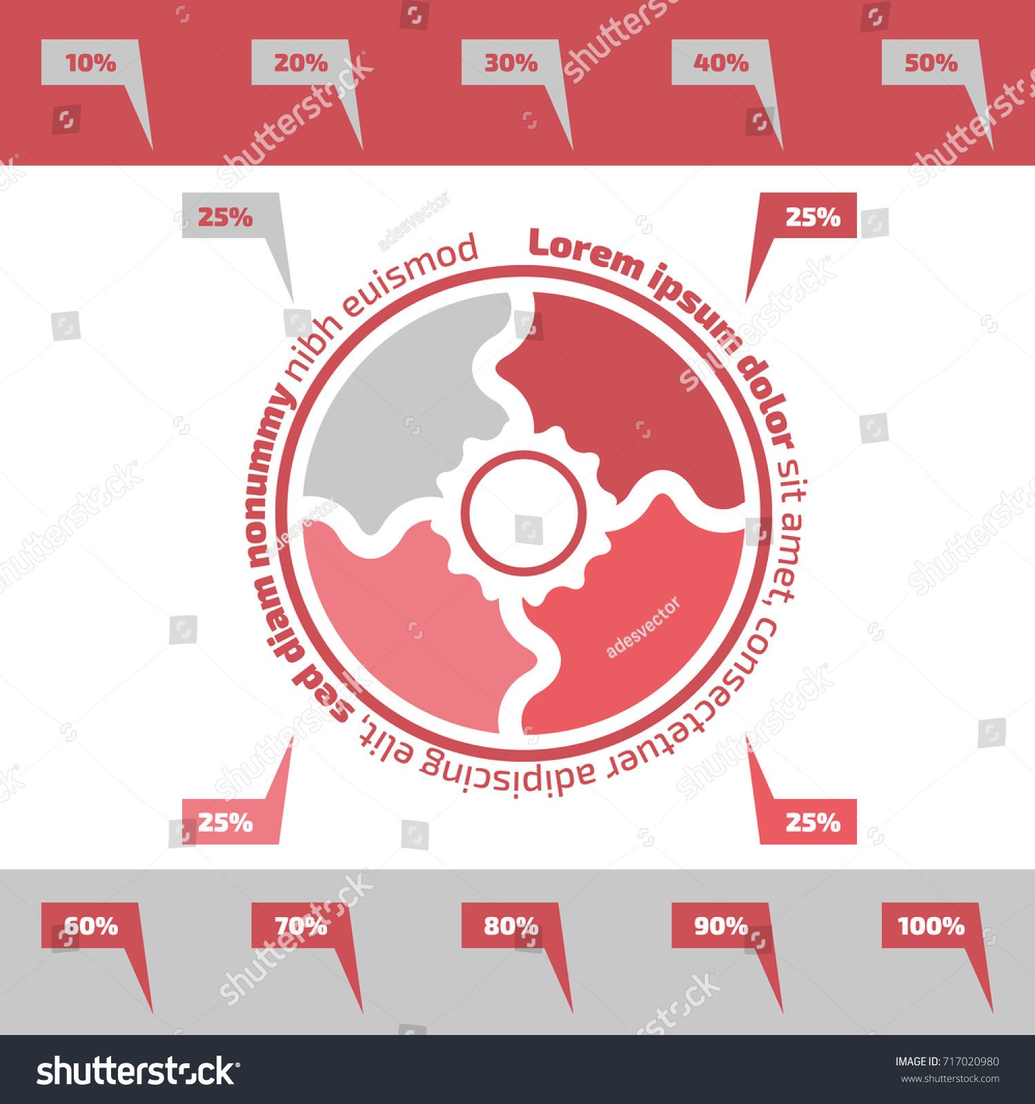Red Gray Circle Chart Set Infographic Stock Vector (Royalty Free) 717020980