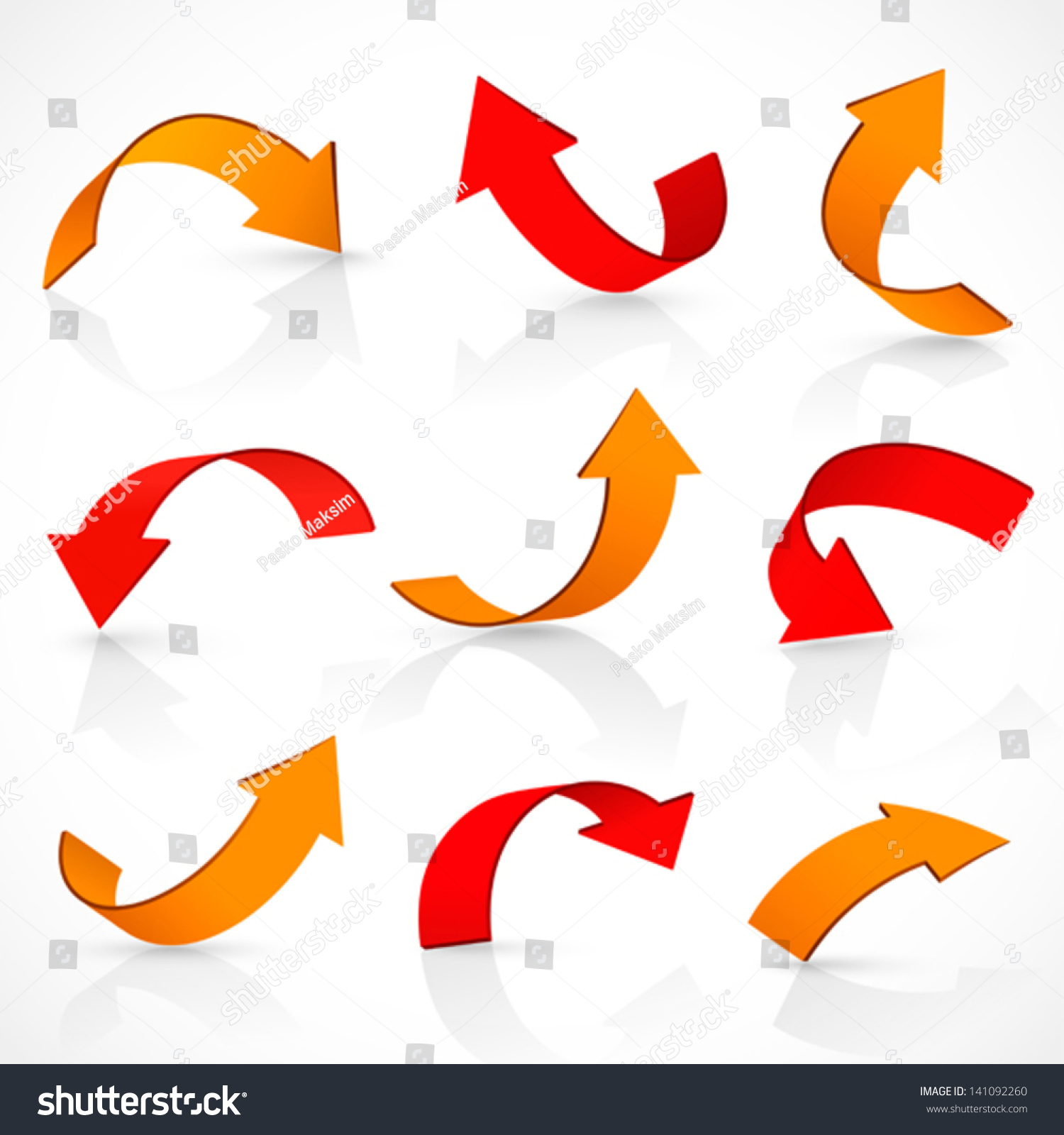 Red Orange Arrows Stock Vector (Royalty Free) 141092260 | Shutterstock