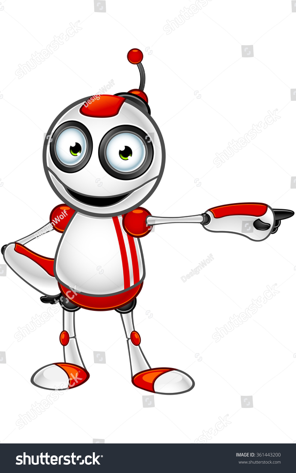 Red White Robot Pointing Stock Vector (Royalty Free) 361443200 ...