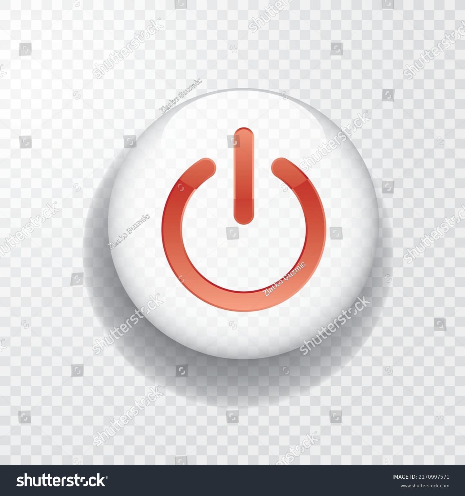 Red White Transparent Power Button Shadow Stock Vector (Royalty Free ...