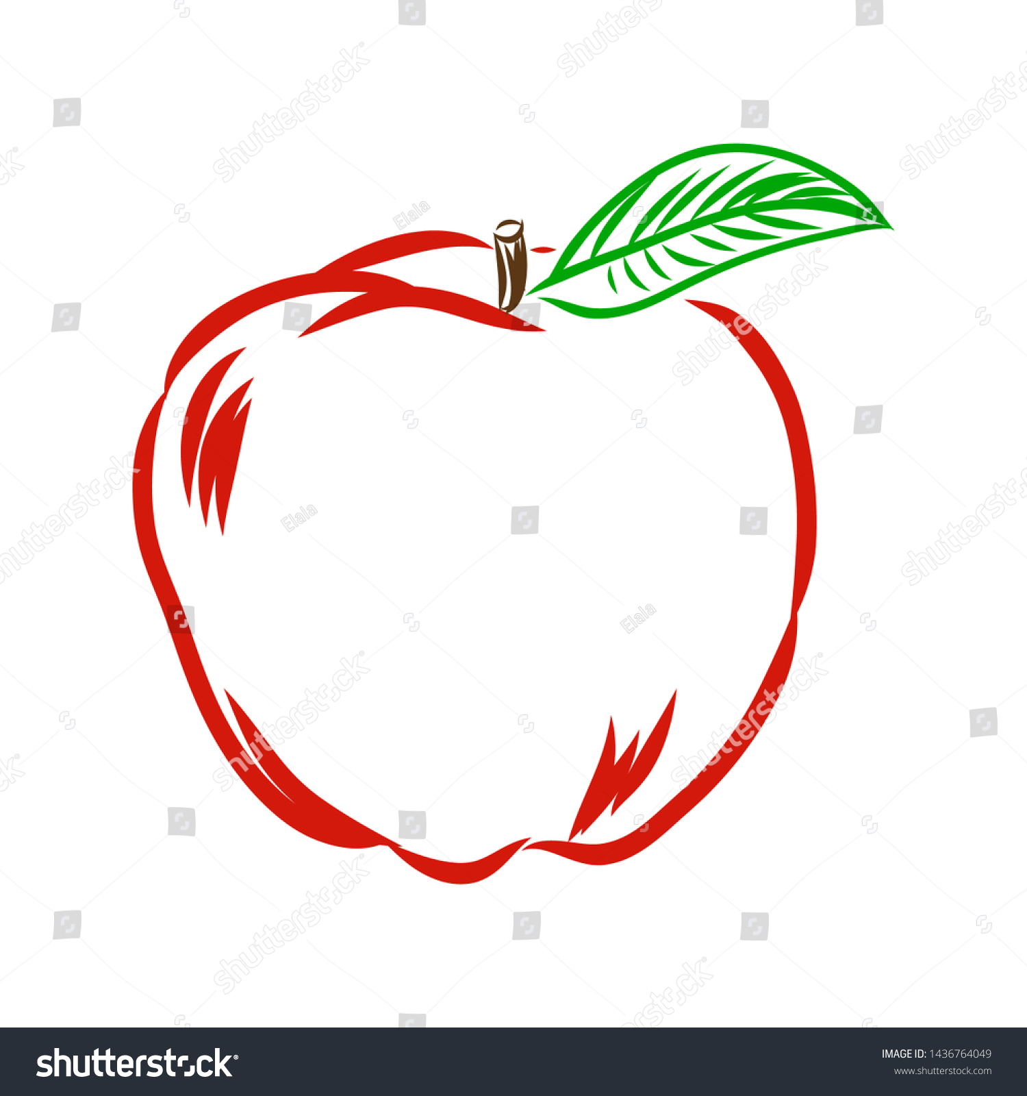 Red Apple Contour Vector Illustration Stock Vector (Royalty Free ...
