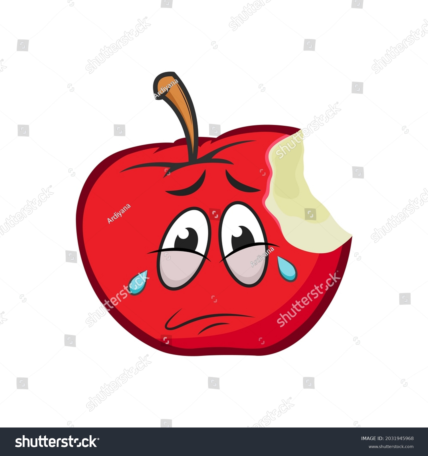 Red Apple Emoticon Sad Vector Graphics: vetor stock (livre de direitos ...
