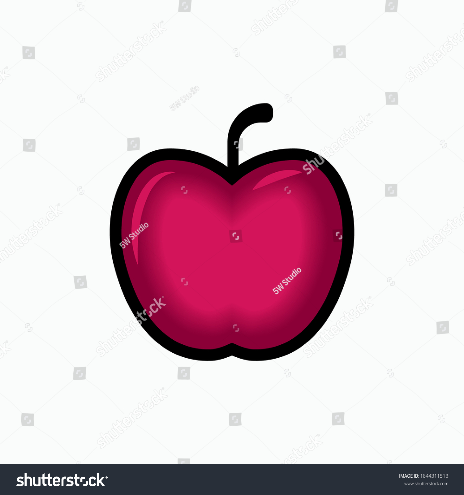 Red Apple Icon Fruit Symbol Vector Stock Vector (Royalty Free) 1844311513