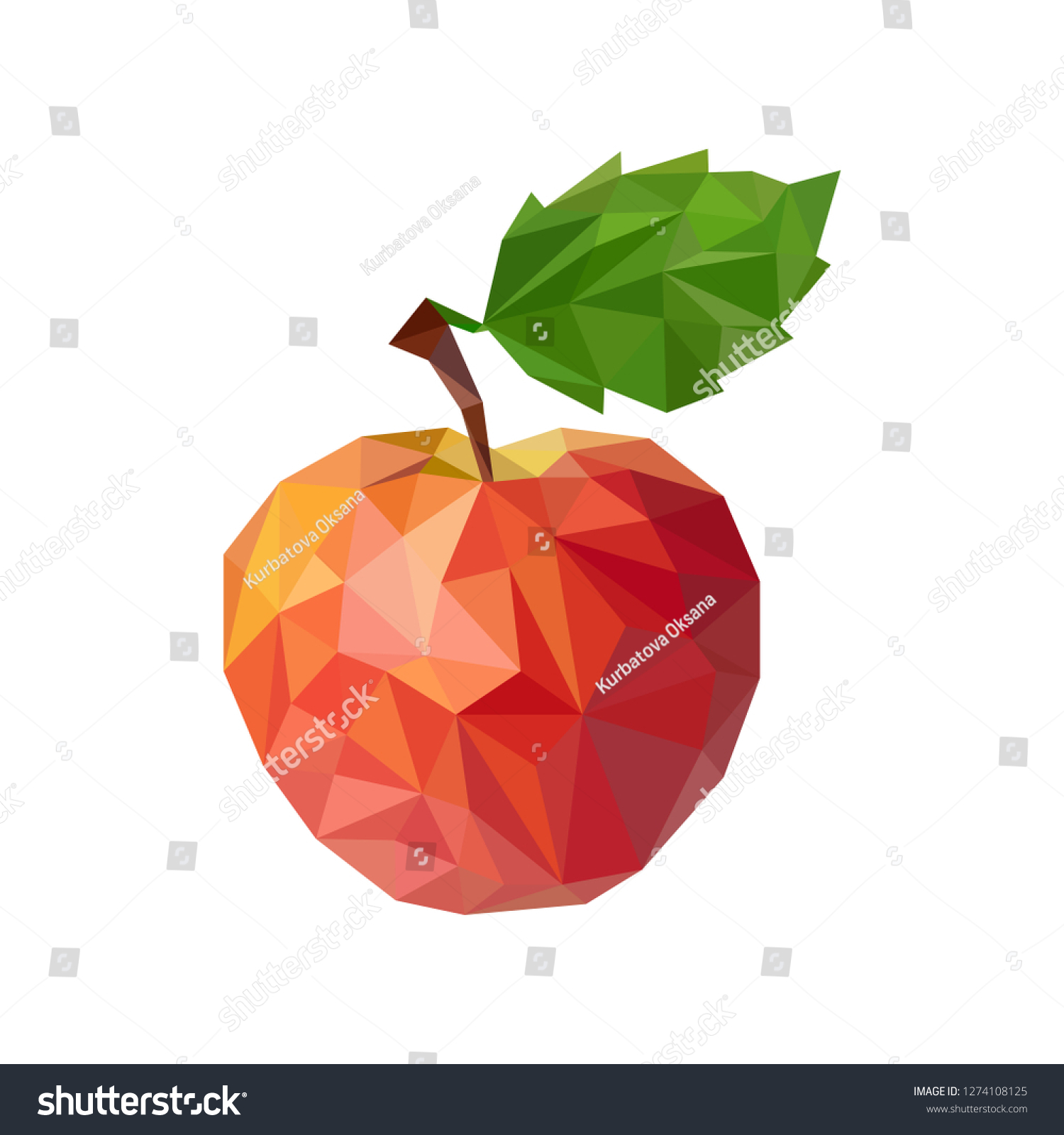 Red Apple Low Poly Triangular Style Stock Vector (Royalty Free ...