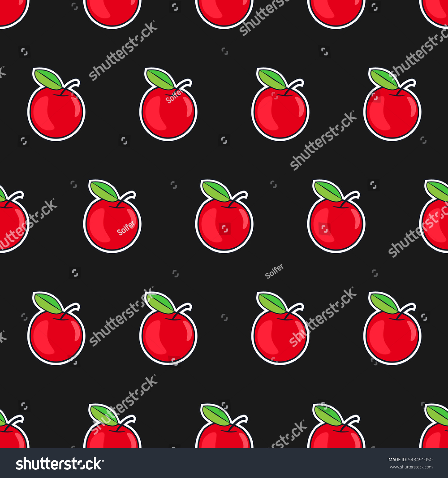 Red Apple Vector Seamless Pattern Flat Stock Vector Royalty Free