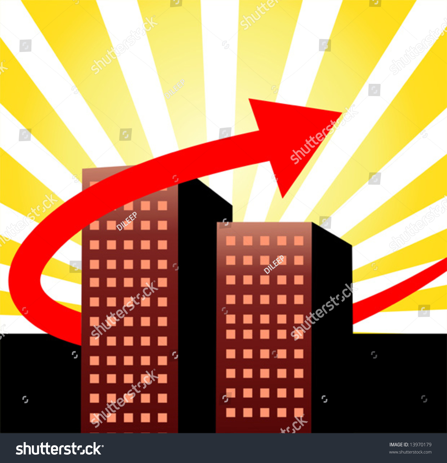 Red Arrow Around Building Stock Vector 13970179 - Shutterstock