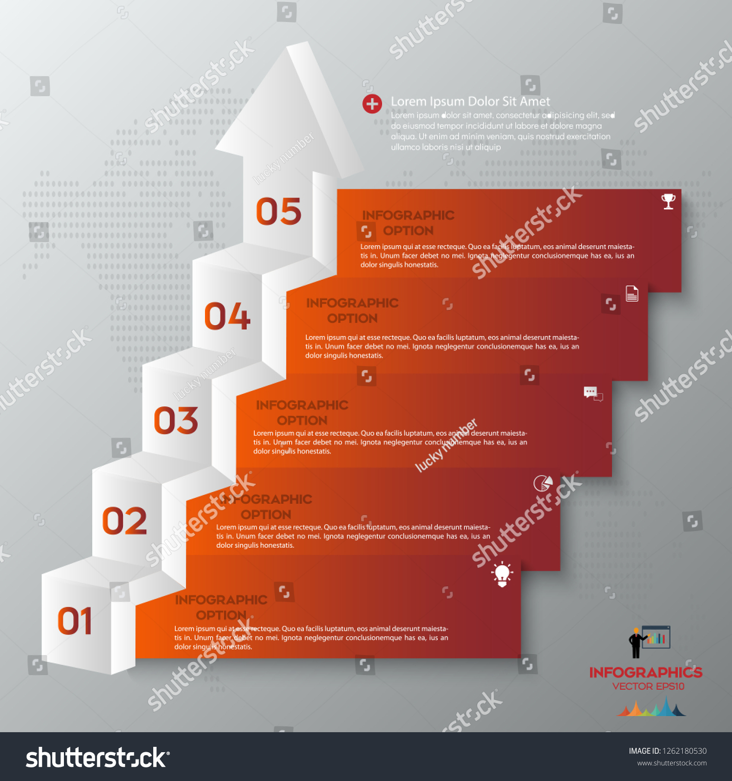 Red Arrow Chart 5 Steps Diagram 스톡 벡터(로열티 프리) 1262180530 | Shutterstock