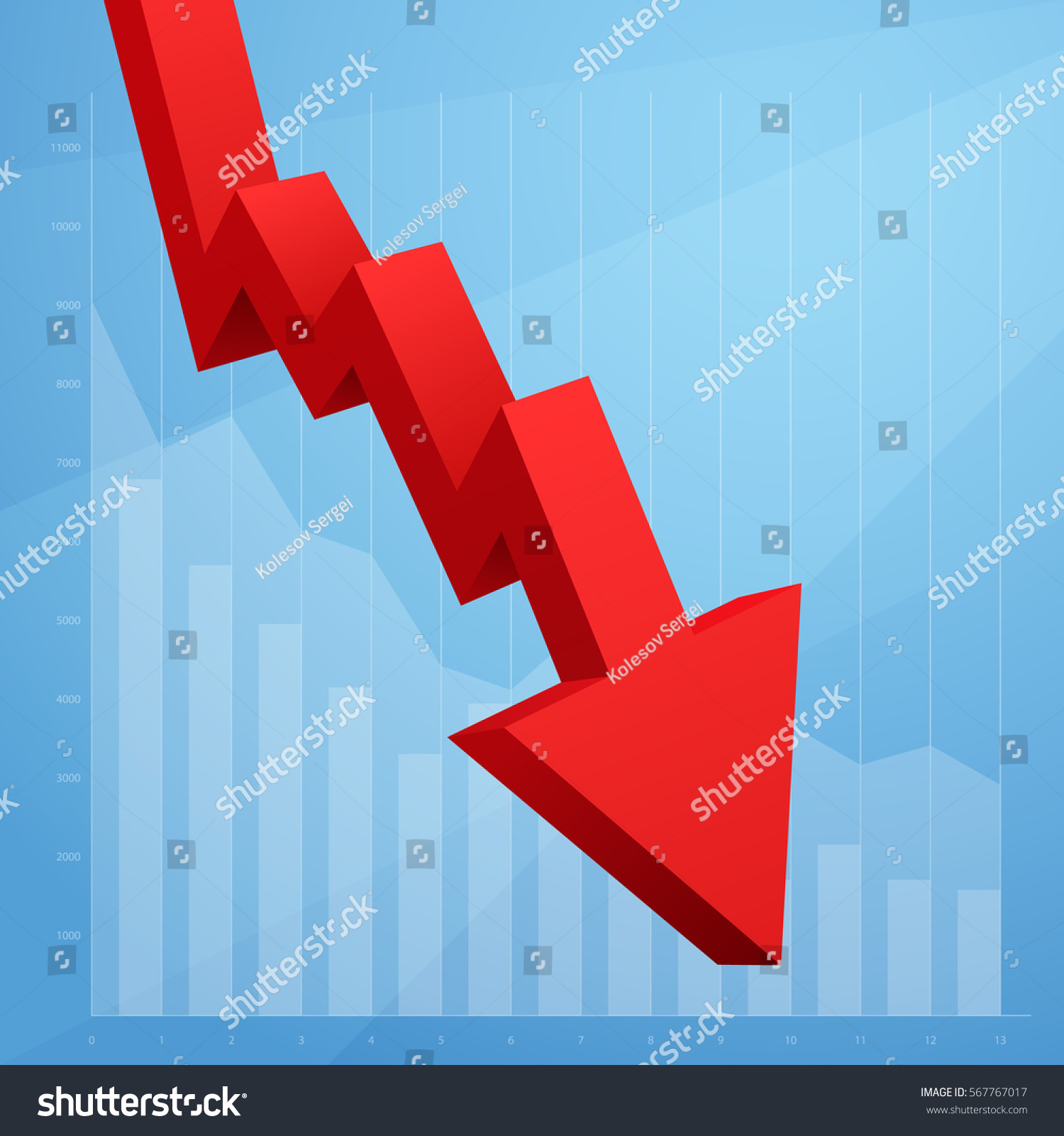 Red Arrow Graph Going Down Isolated Stock Vector (Royalty Free) 567767017