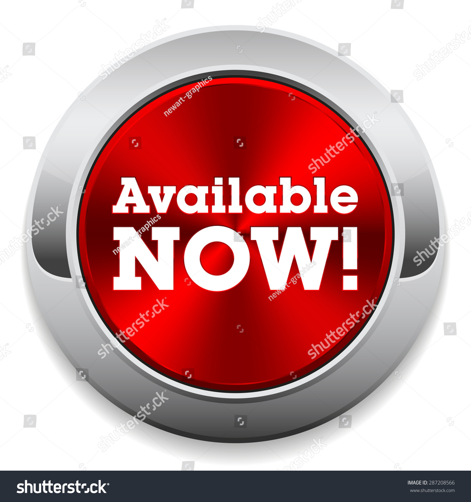 Red Available Now Button Metallic Border Stock Vector (Royalty Free ...