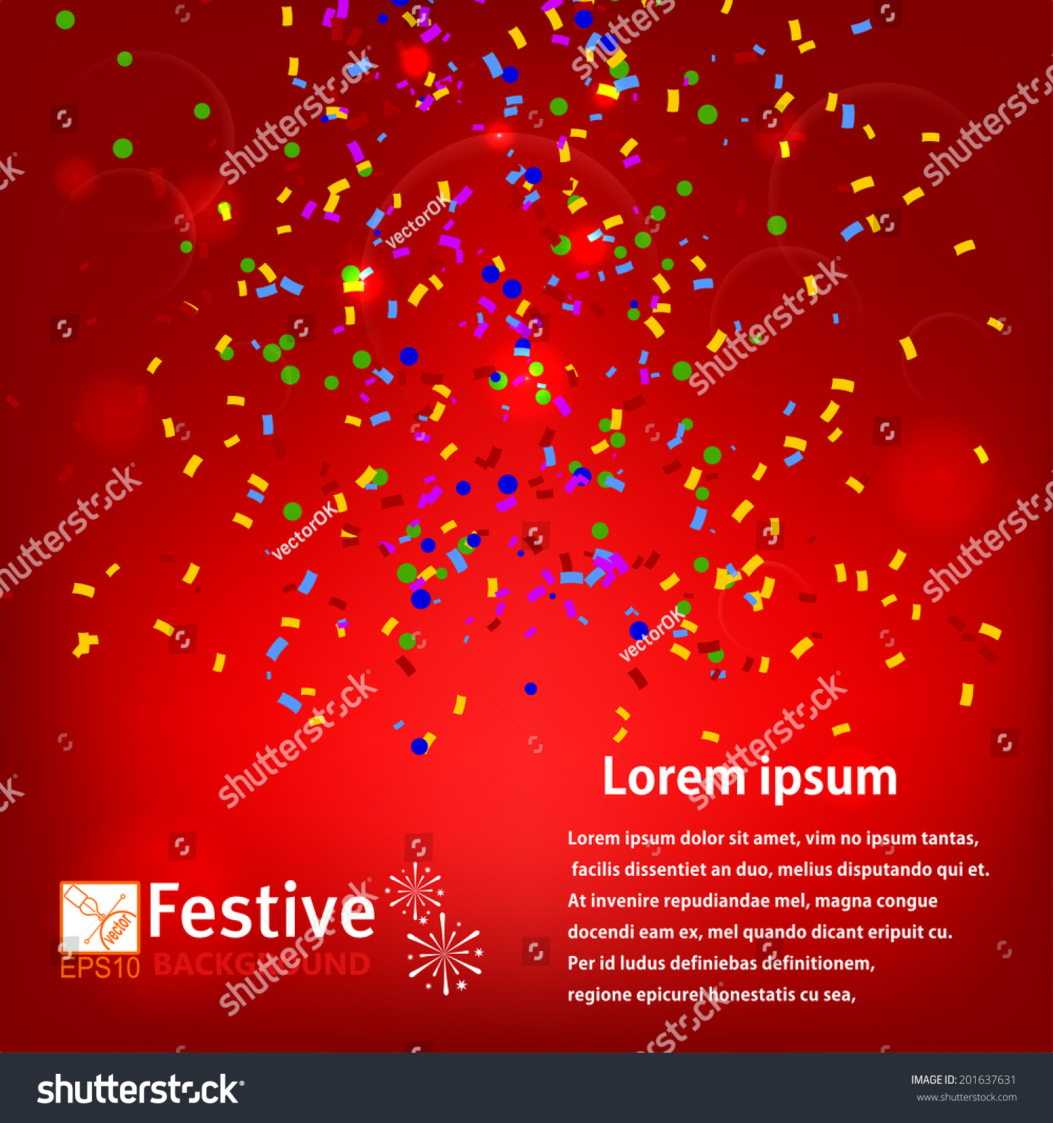 Red Background Confetti Vector Illustration Stock Vector (Royalty Free ...