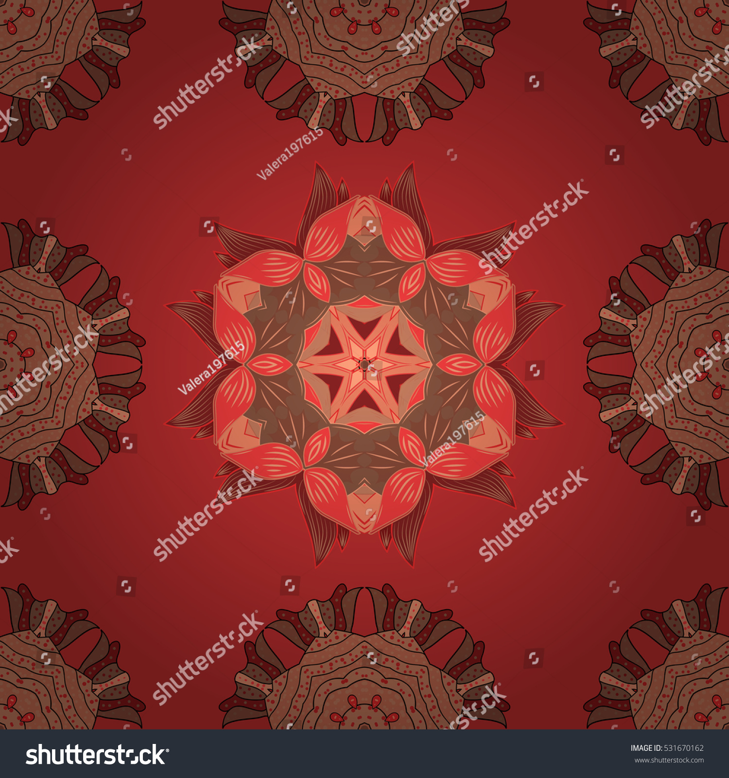 Red Background Mandala Ornaments Vector Image Stock Vector (Royalty ...