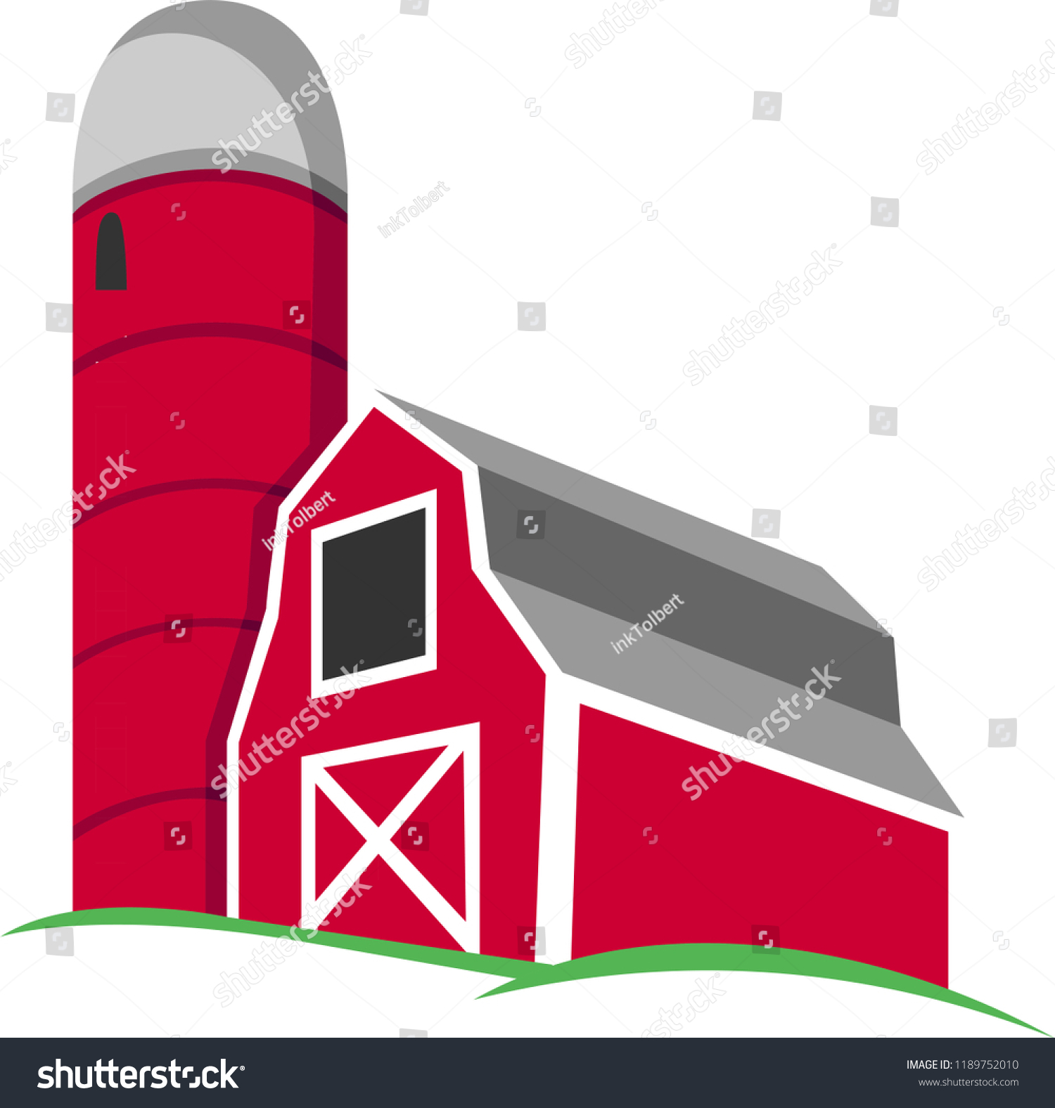 Red Barn Farm Silo Vector Stock Vector (Royalty Free) 1189752010