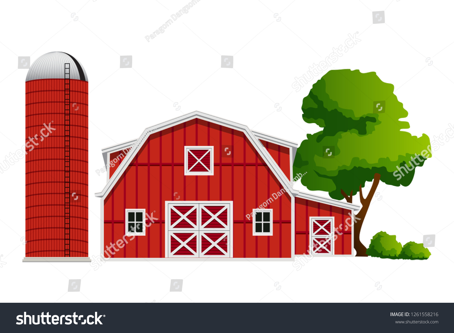 Vectores gráficos Red Barn y Silo: vector de stock (libre de regalías ...