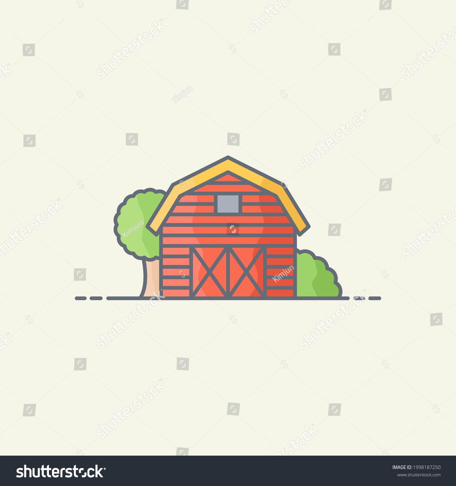 Red Barn Vector Icon Illustration Stock Vector (Royalty Free ...