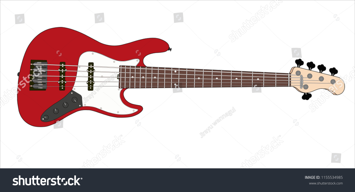 Red Bass Guitar 5 String Vector Stock Vector (Royalty Free) 1155534985 ...