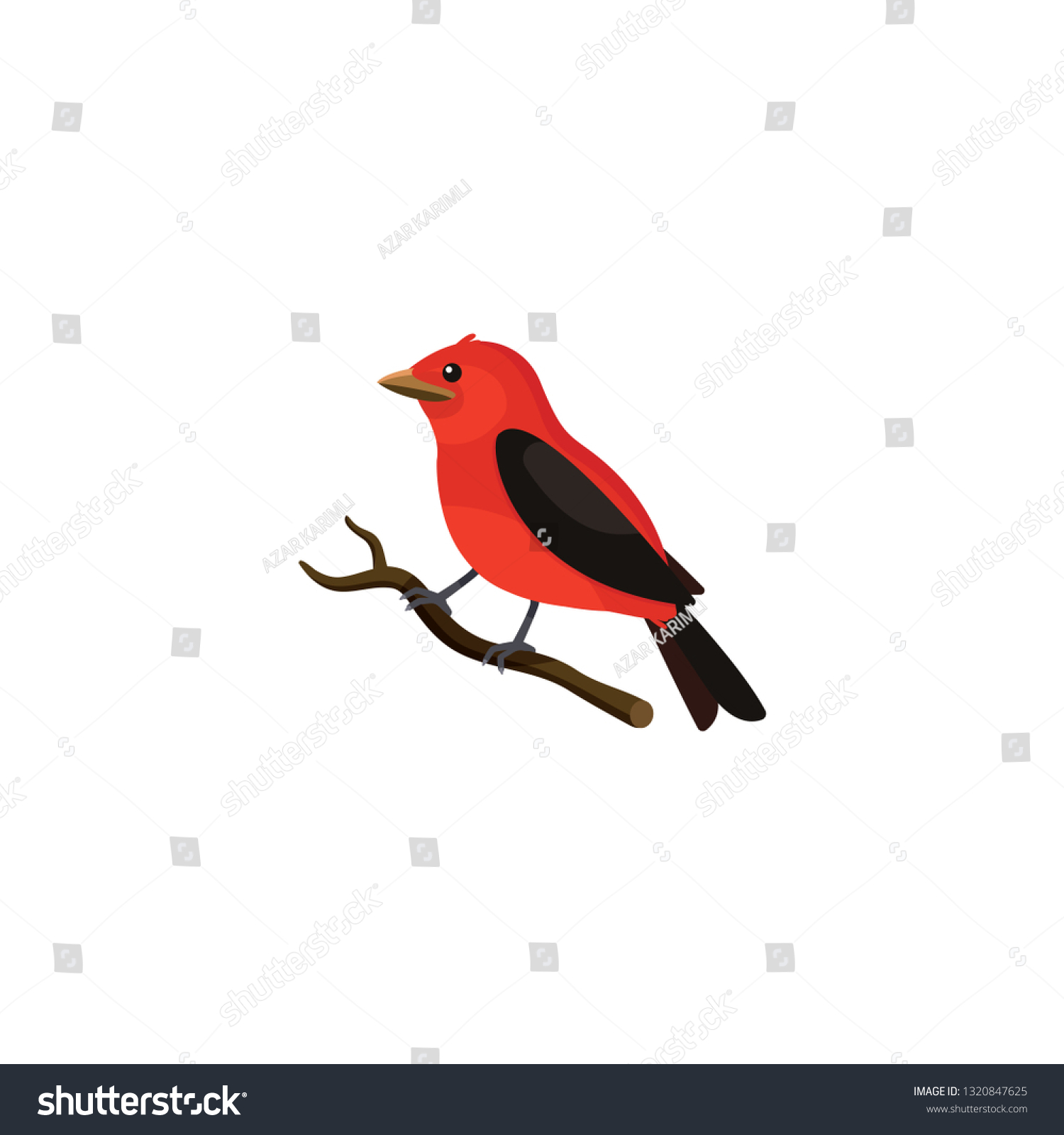 Red Bird Cartoon Vector On White Stock Vector (Royalty Free) 1320847625