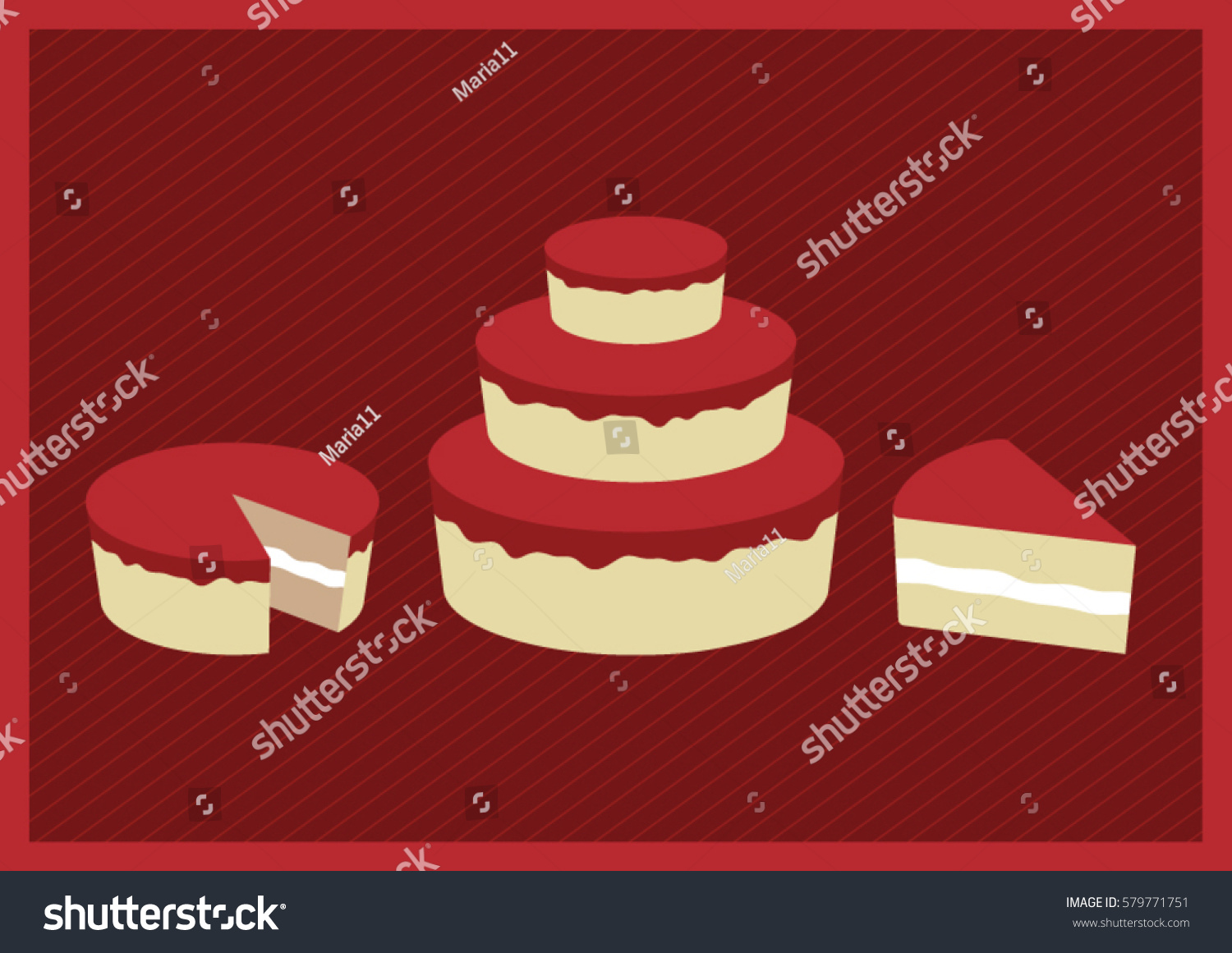 Red Birthday Cake Stock Vector (Royalty Free) 579771751 | Shutterstock